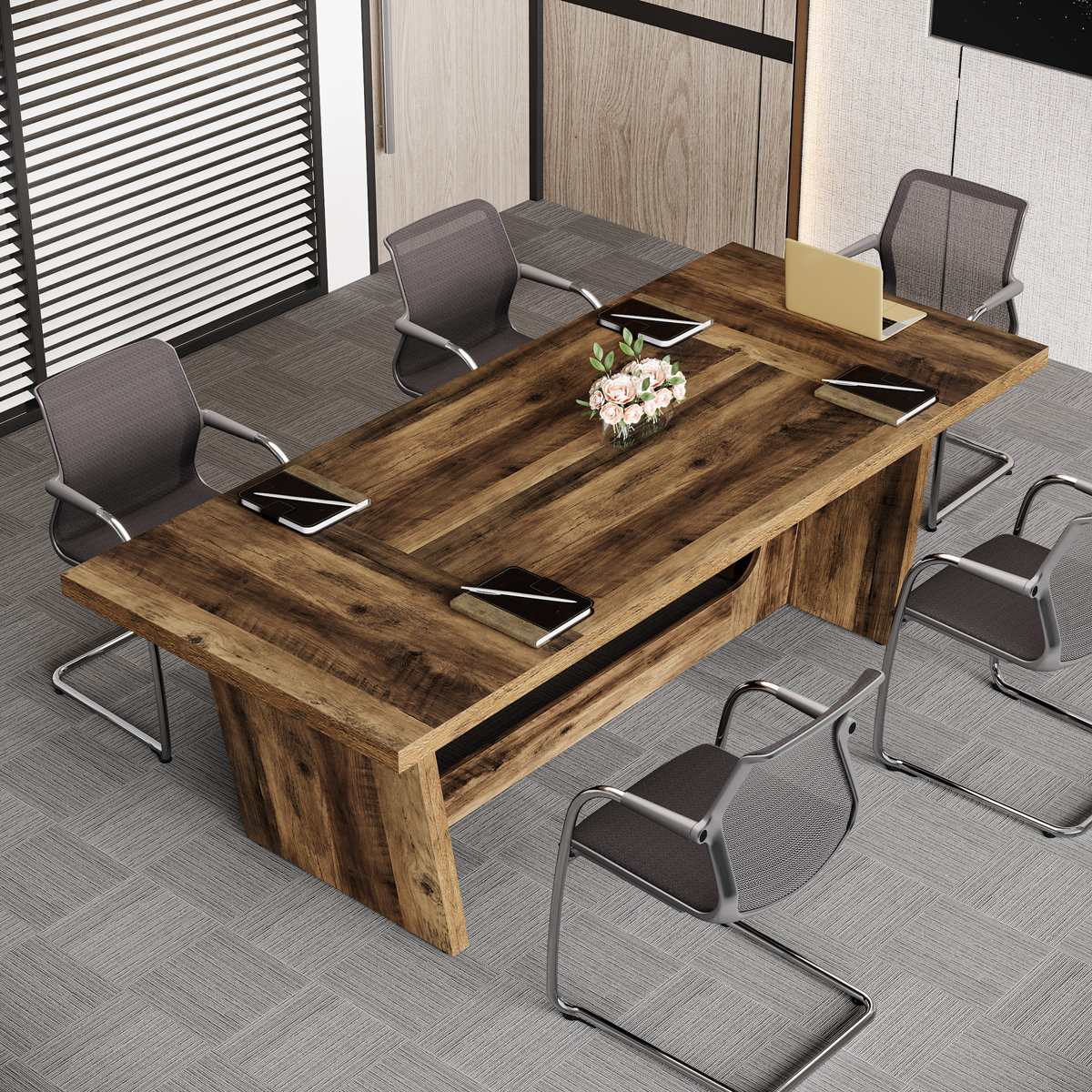 Millwood Pines 6FT All Wood Conference Table, Rectangular Seminar ...