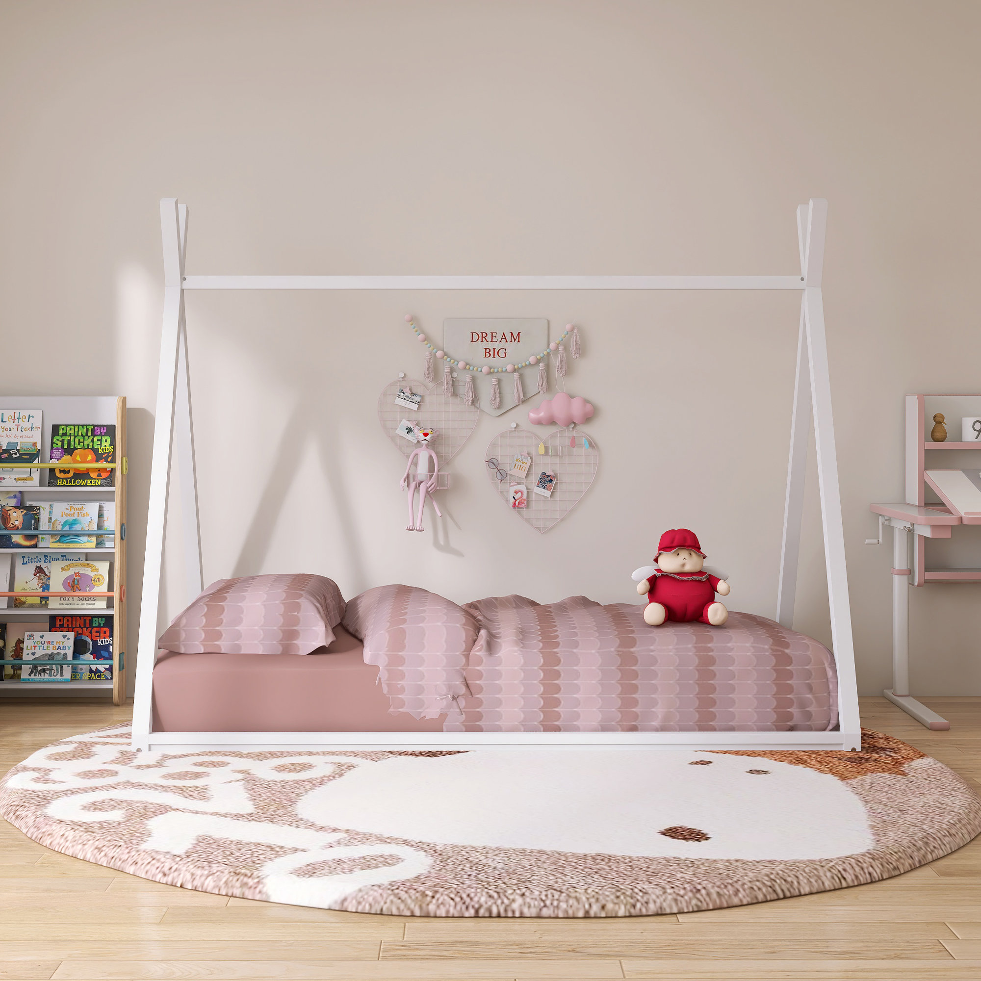 Redwood Rover Wood Twin Size Tent Bed For Kids, Montessori Style Low ...