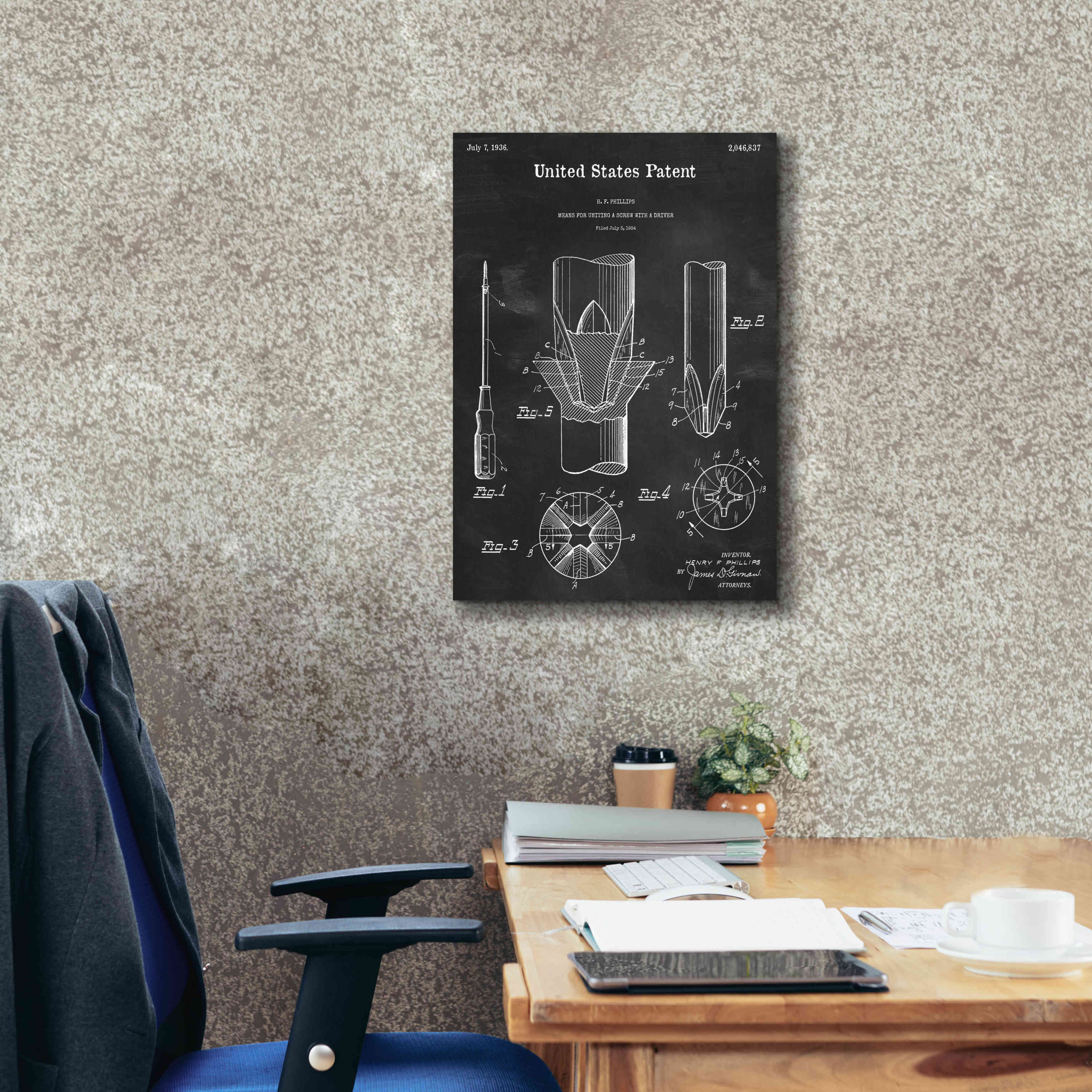 Williston Forge Screw Driver Blueprint Patent Chalkboard - Wrapped ...