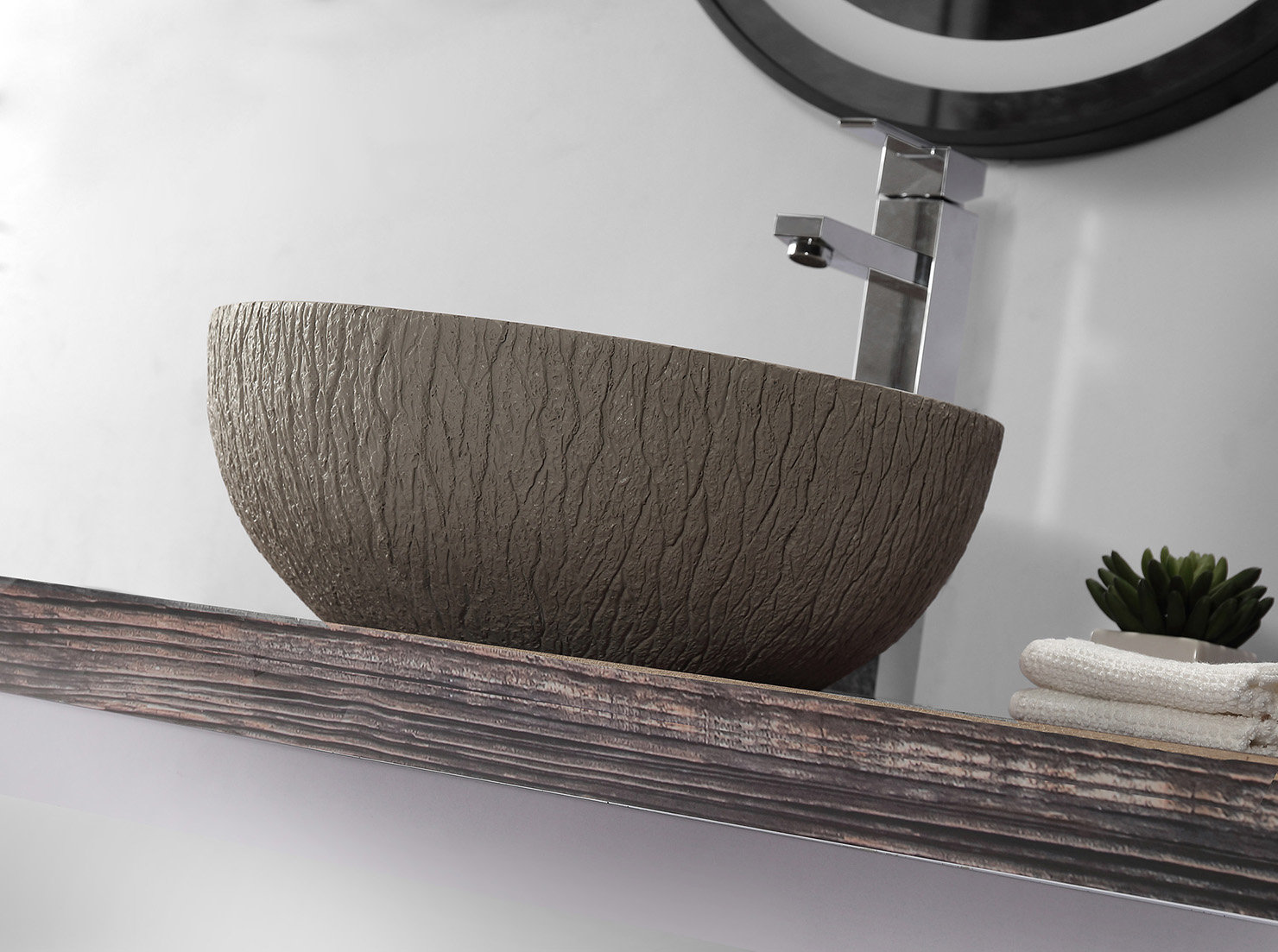 Kingsman Hardware Solid Surface Stone Patten Circular Vessel Bathroom ...