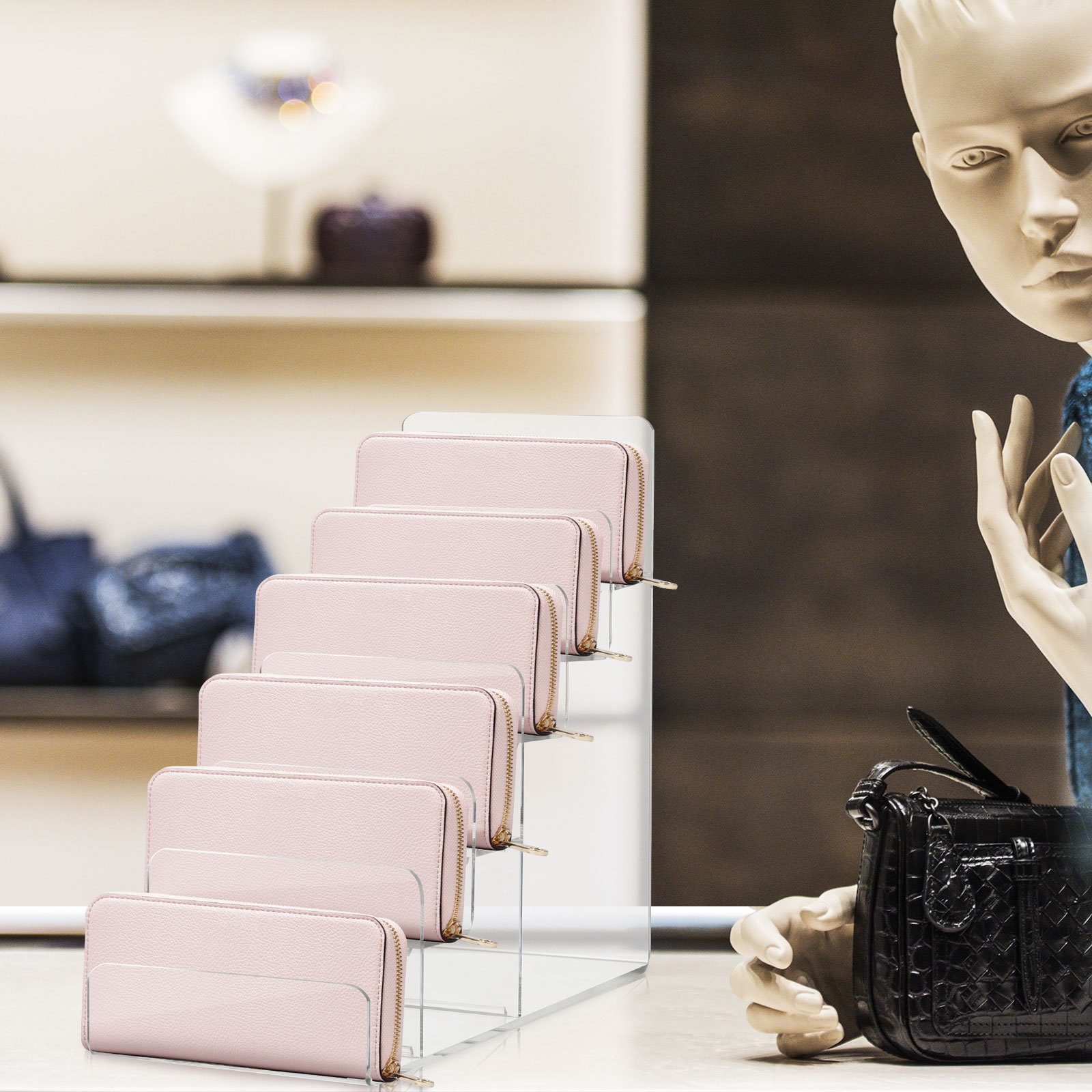 Wrought Studio Acrylic Wallet Display Stand Purse Organizer Multi-Layer ...