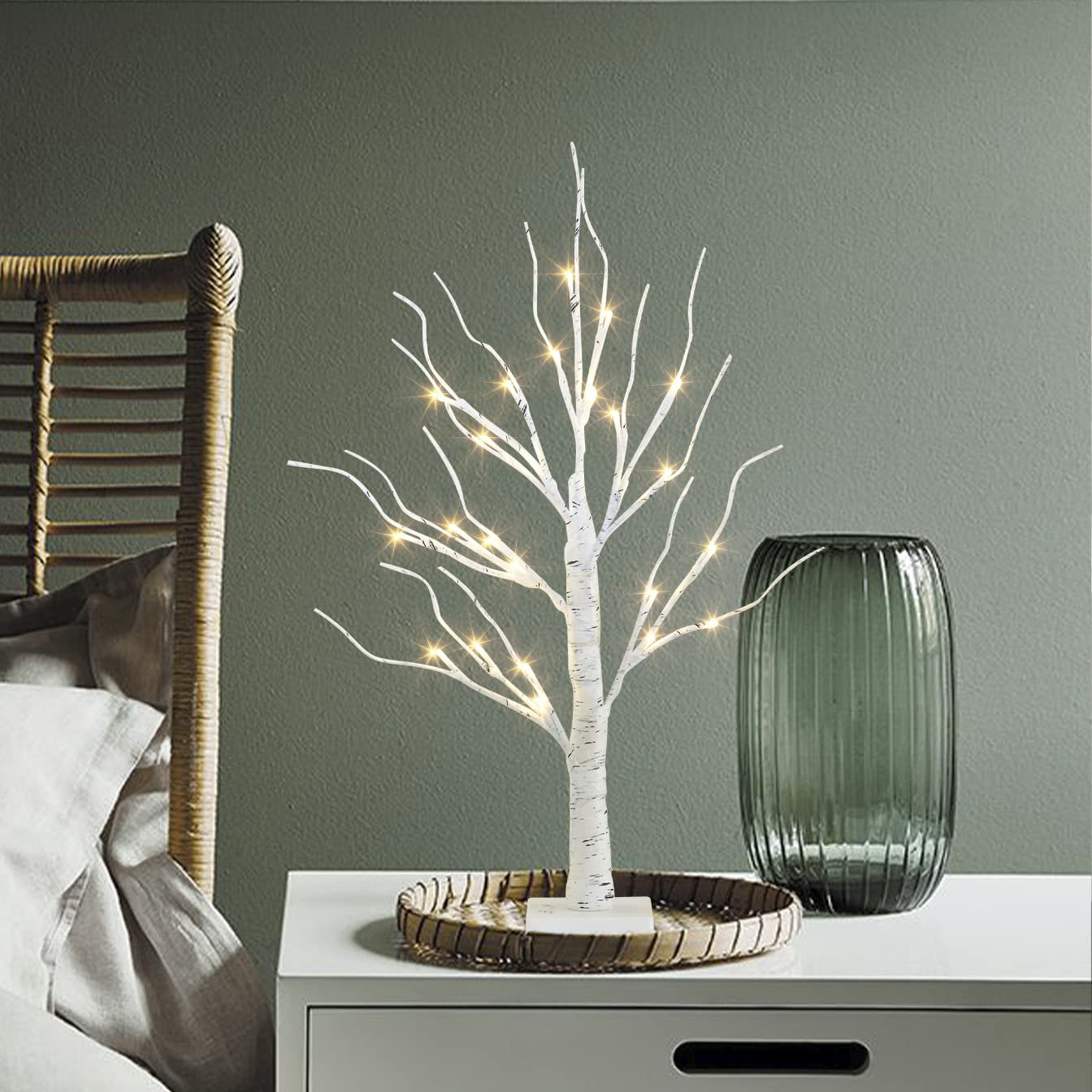 The Holiday Aisle® Lighted Tree, White Birch Tree With LED Lights ...