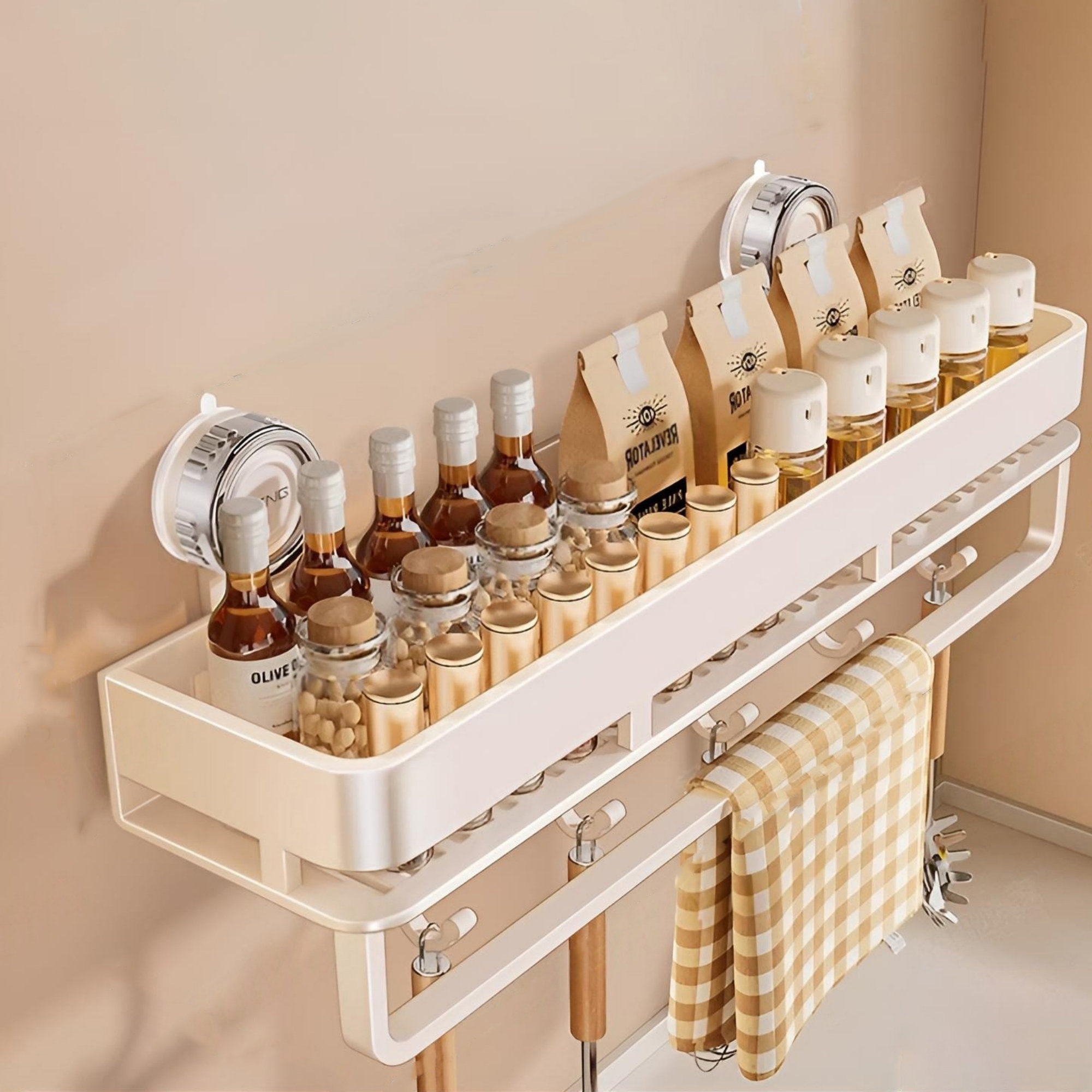 Rebrilliant Strong Suction Cup Storage Rack, Draining Bathroom Storage ...