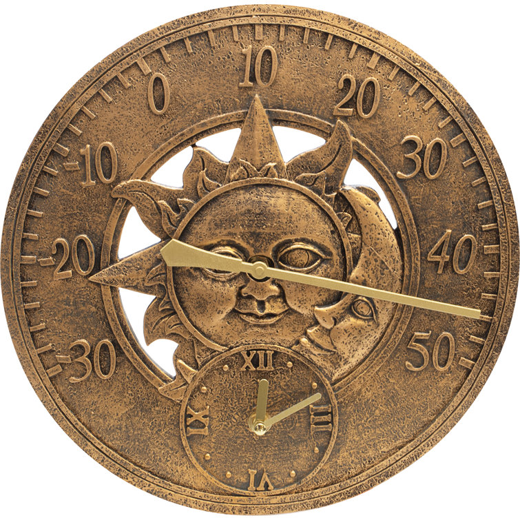 Happy Larry Vintage Sun & Moon Wall Thermometer and Clock | Wayfair.co.uk