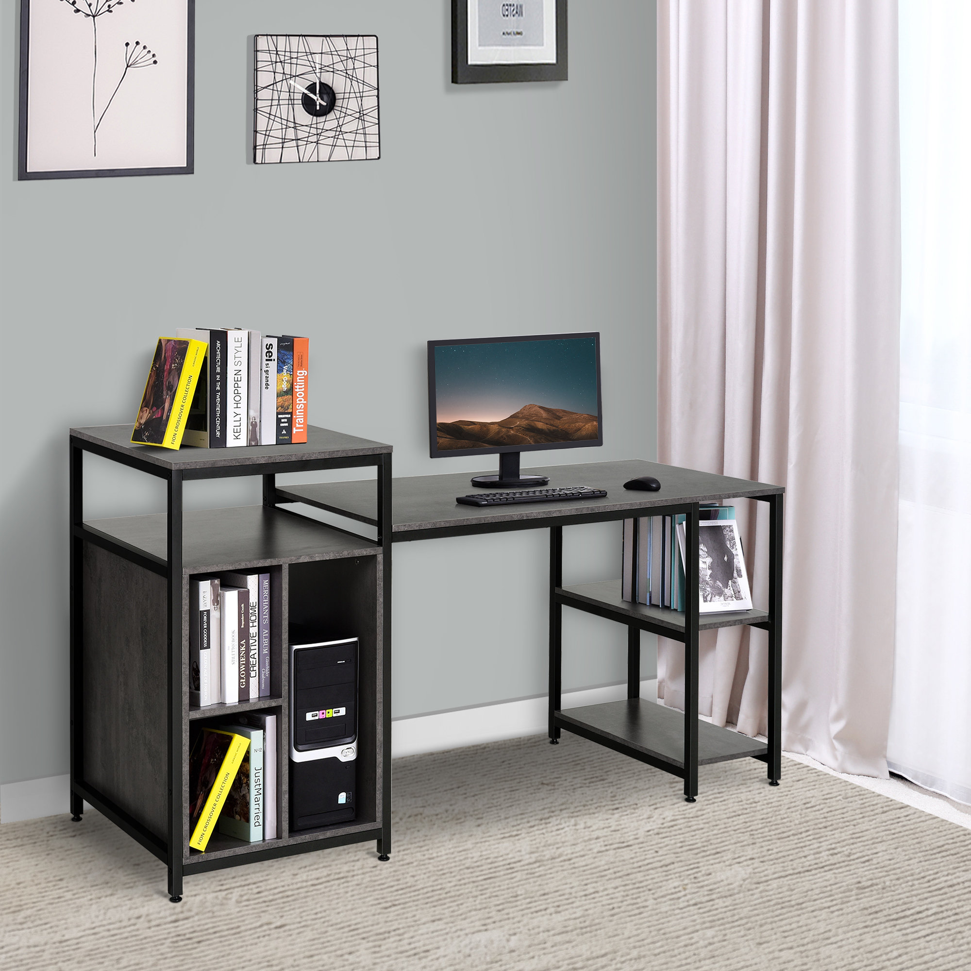 17 Stories Paolini Office Table, Computer Desk with CPU Stand & Reviews ...