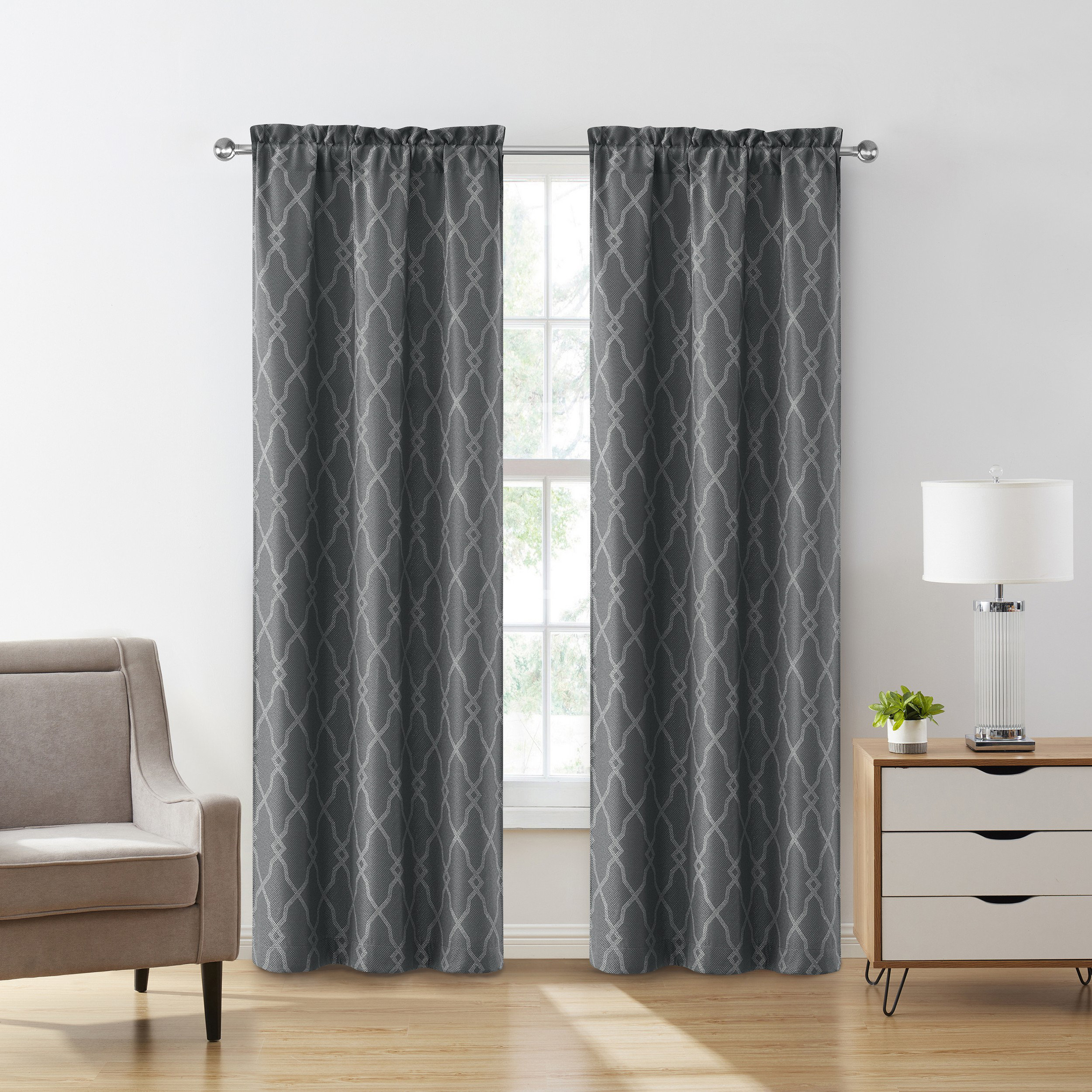 VCNY Smith 2-Piece Geometric Rod Pocket Curtain Panel Set | Wayfair