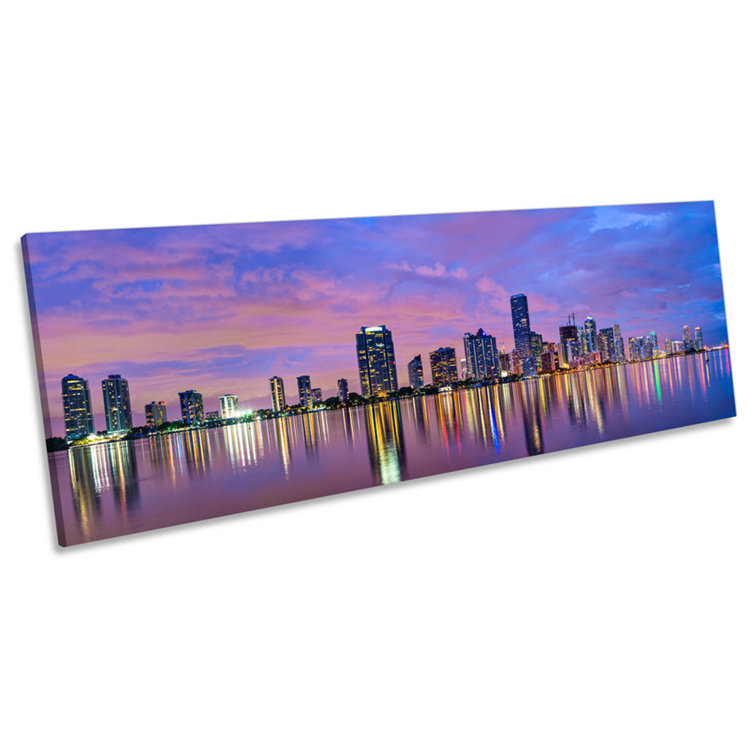 17 Stories Florida Miami Skyline - Wrapped Canvas Panoramic Art Prints ...