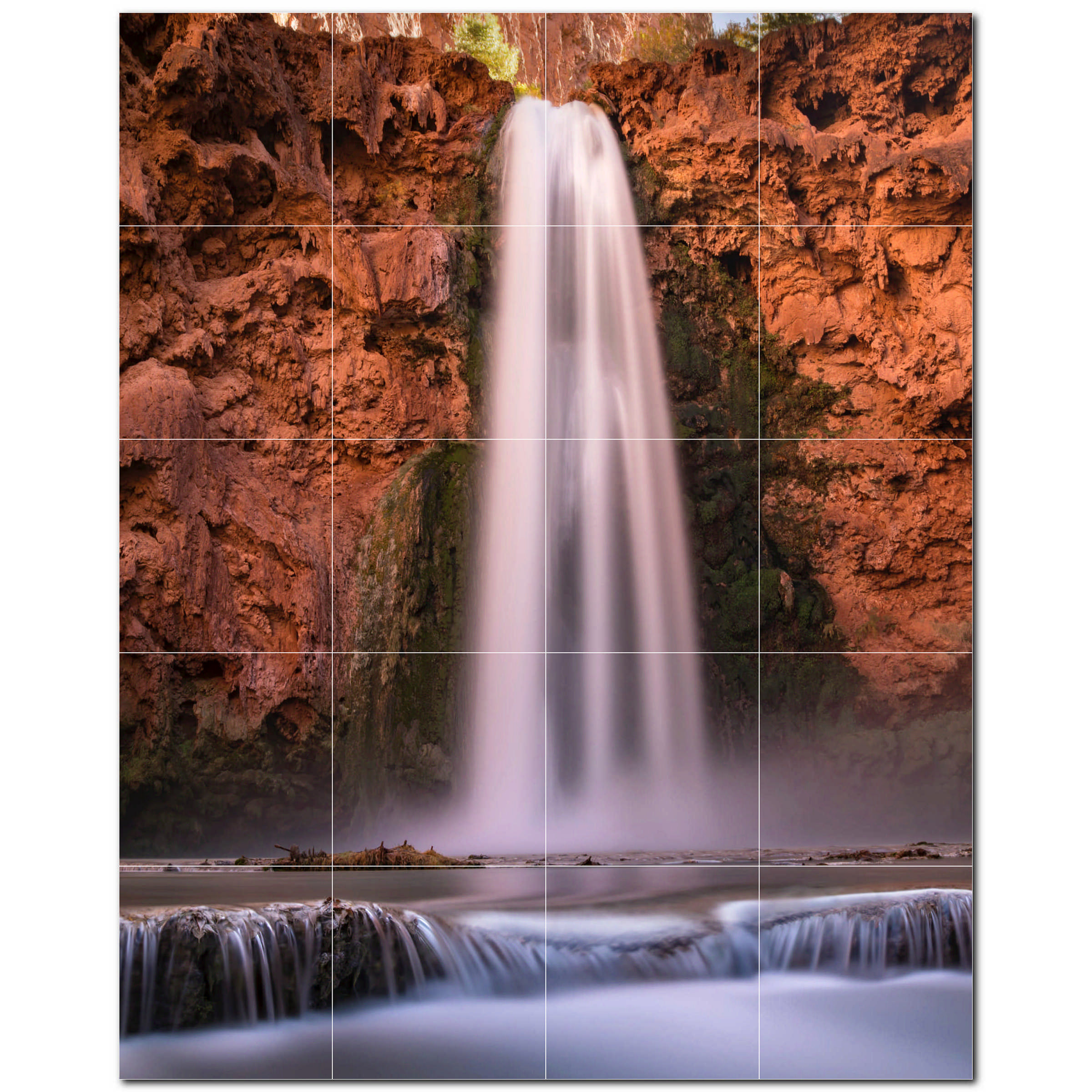 Picture-Tiles.com 48" x 60" Ceramic Waterfalls Photo Decorative Mural ...