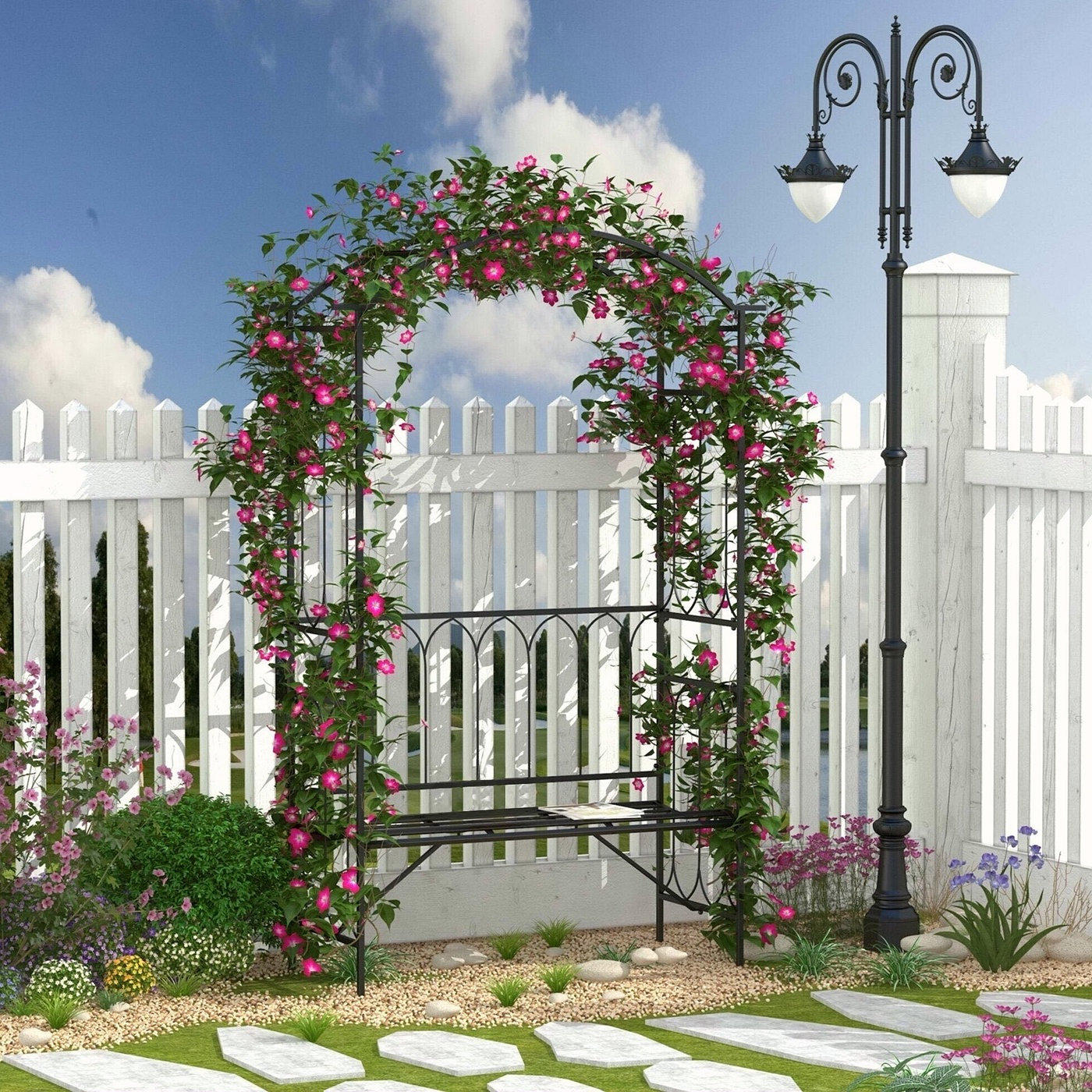 Arlmont & Co. Outsunny Metal Trellis Arbor Arch For Climbing Plants ...