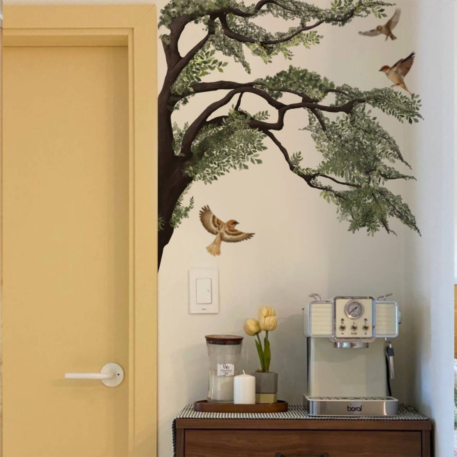 Winston Porter Oak Tree Branch Birds Set Plants & Flowers Wall Stickers ...