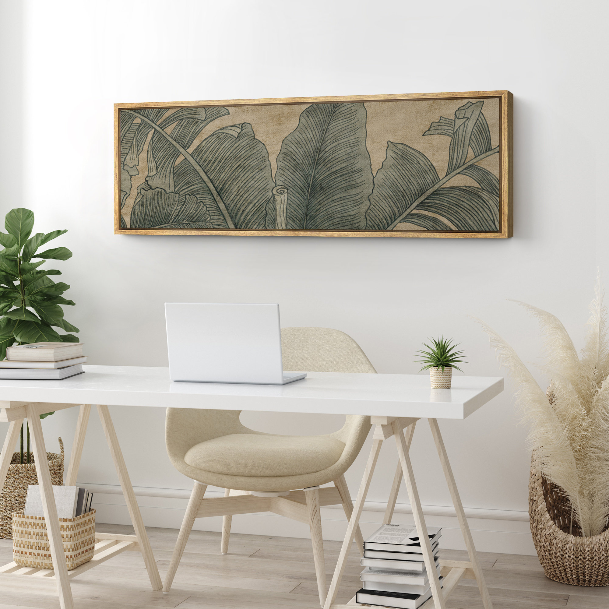 wall26 Abstract Green Tropical Palm Tree Leaf Nature Vintage Panoramic ...