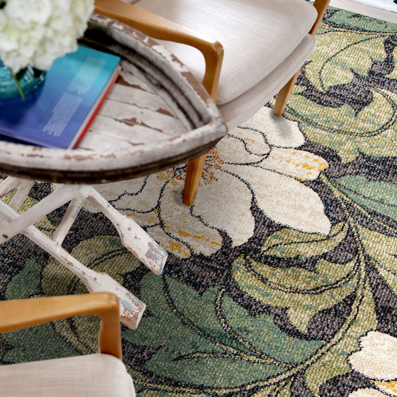 Wildon Home Adone Floral Multi Onyx Stain Resistant Area Rug | Wayfair