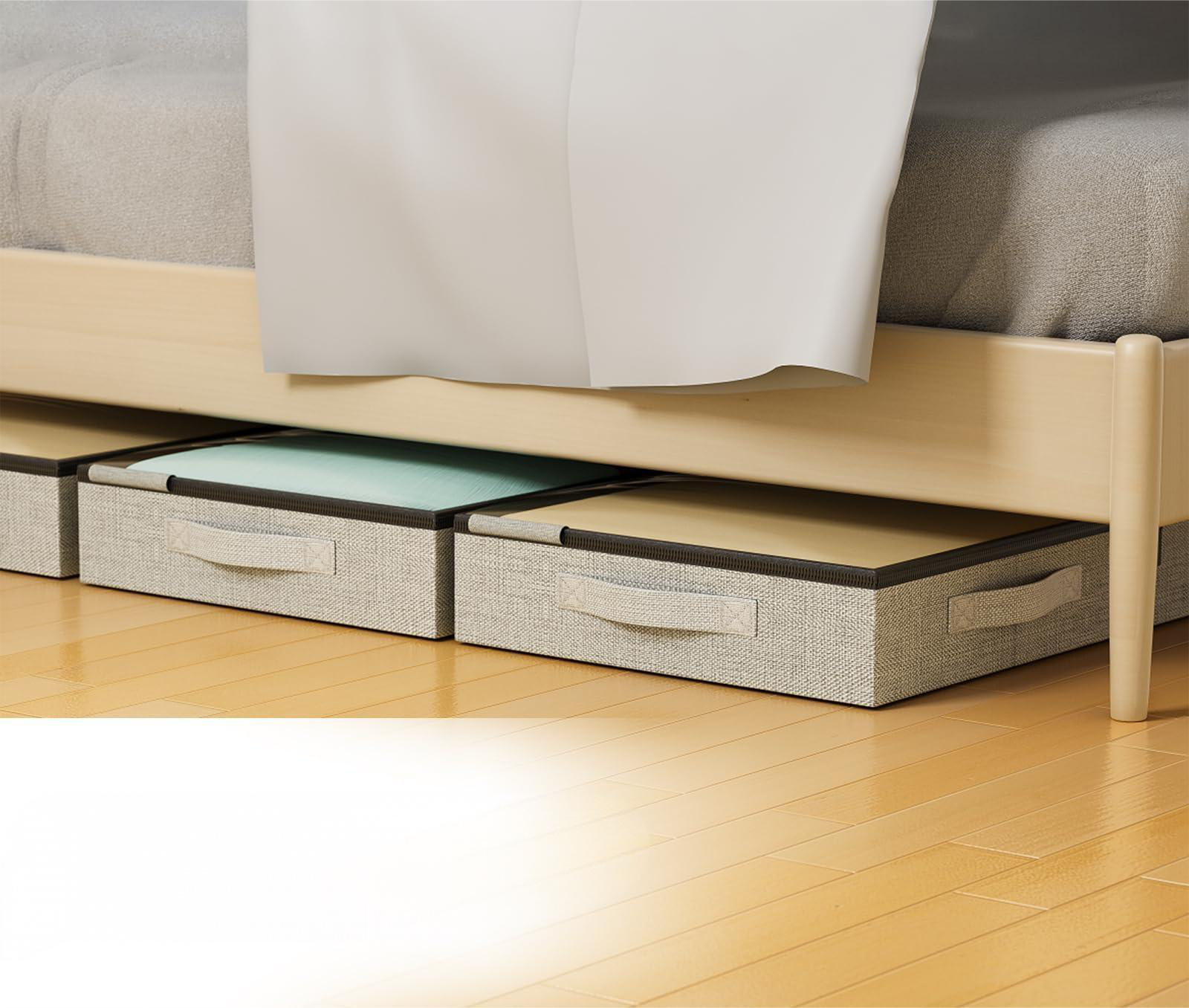 Rebrilliant 4.5 Inches Under Bed Storage Containers,2 Pack Low Profile ...