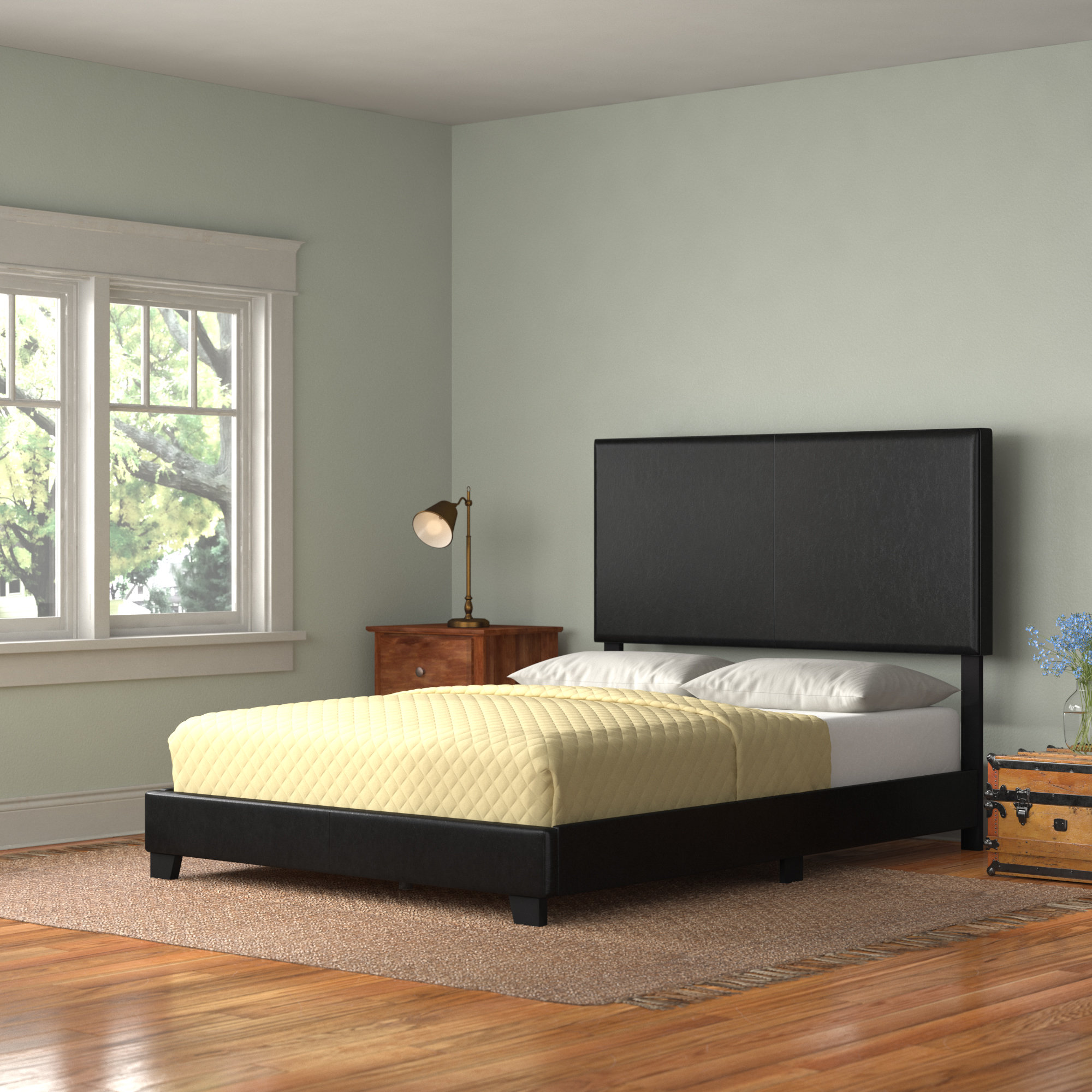 Derek Upholstered Standard Bed Size Full Color Black