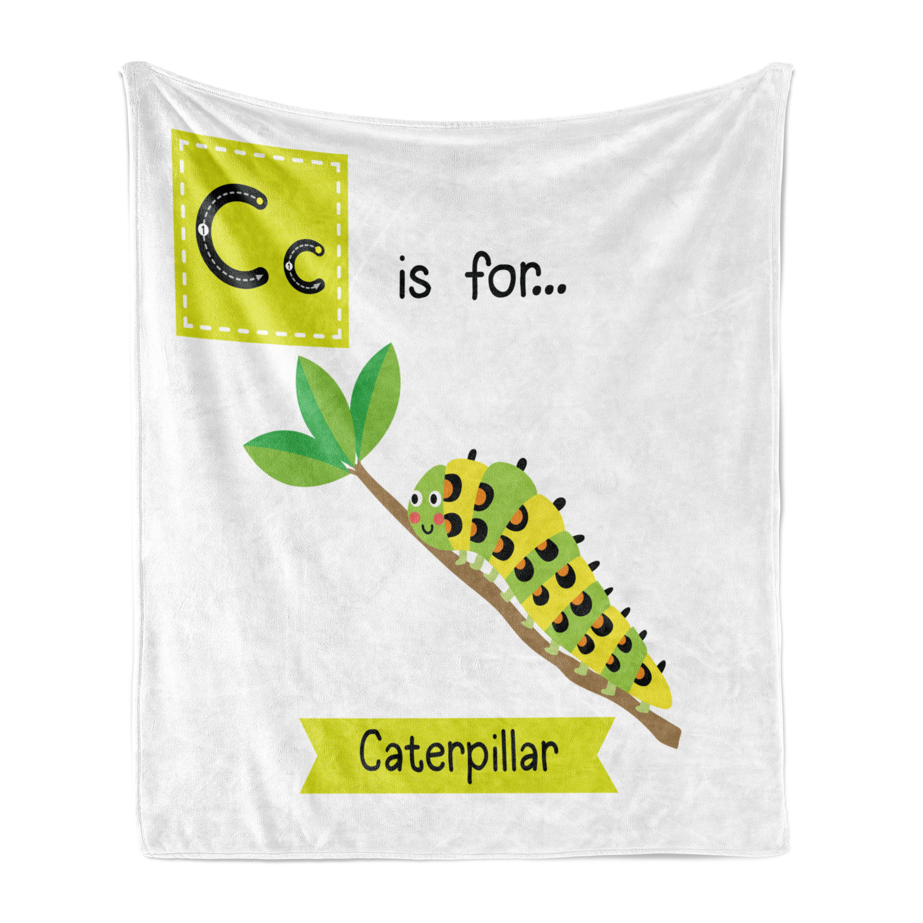 Ambesonne Caterpillar Fleece Throw Blanket Zoo Alphabet Theme Green ...
