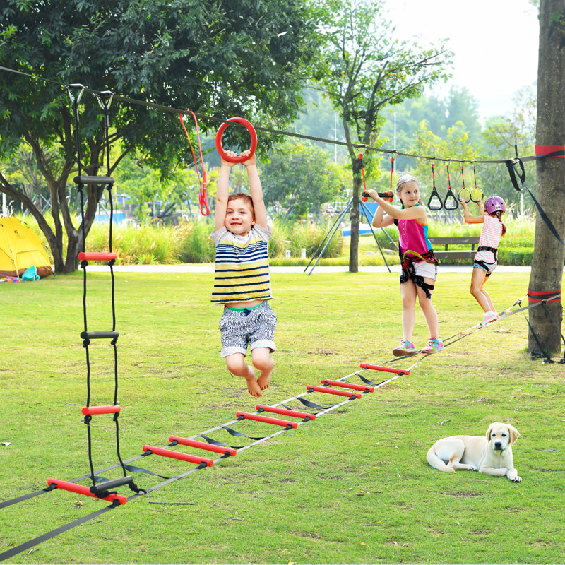 Klo Kick 50ft Ninja Warrior Obstacle Course For Kids W/ Ladder Bridge ...