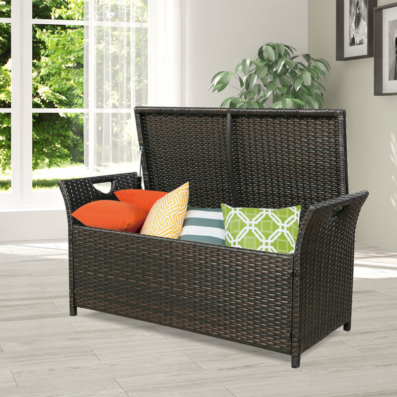 Iwicker 27.6 Gallon Water Resistant Polyethylene Storage Bench ...