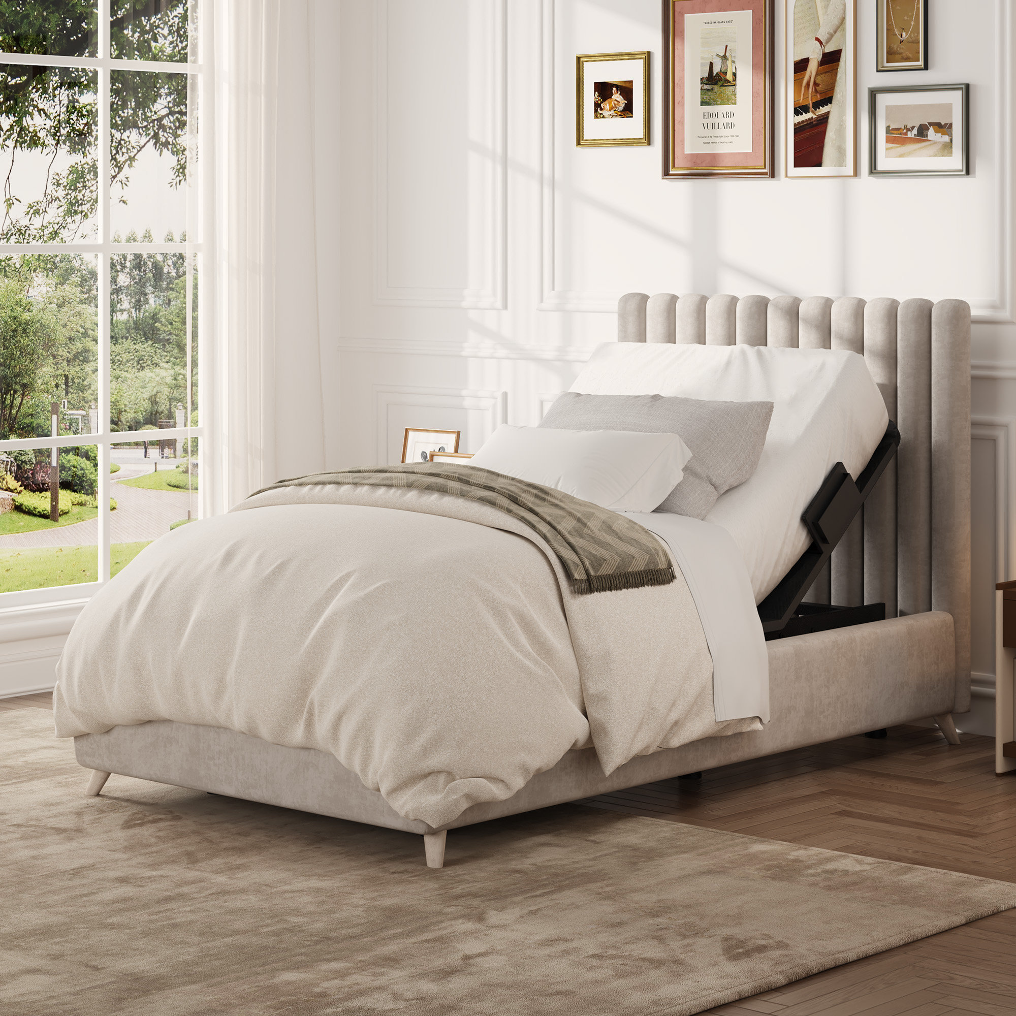 Alwyn Home Boltz Zero Clearance Adjustable Bed Frame with Wireless ...