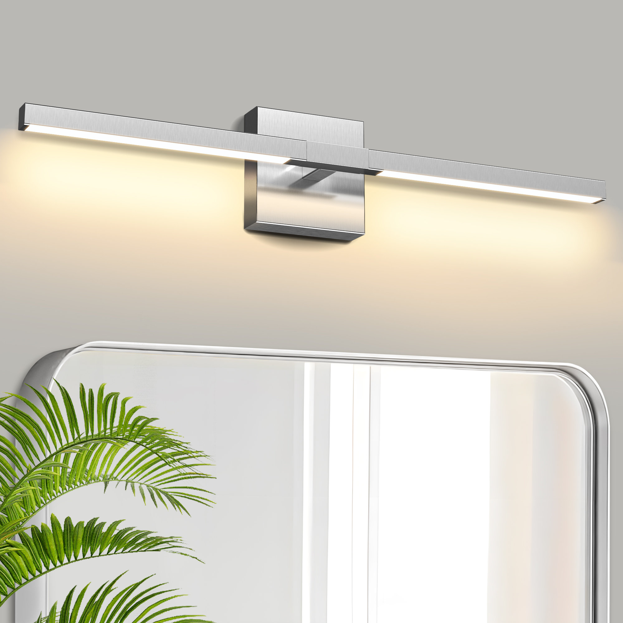 Wrought Studio™ 24'' Dimmable 350° Rotable 18w Nickel Bathroom Vanity ...