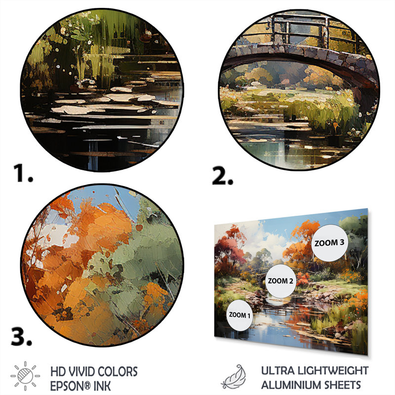 Design Art Green Bridge Impressionist Crossing An - Architecture Metal ...