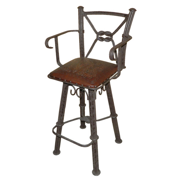 17 Stories Lower Vobster Swivel Upholstered Counter Stool with Metal ...