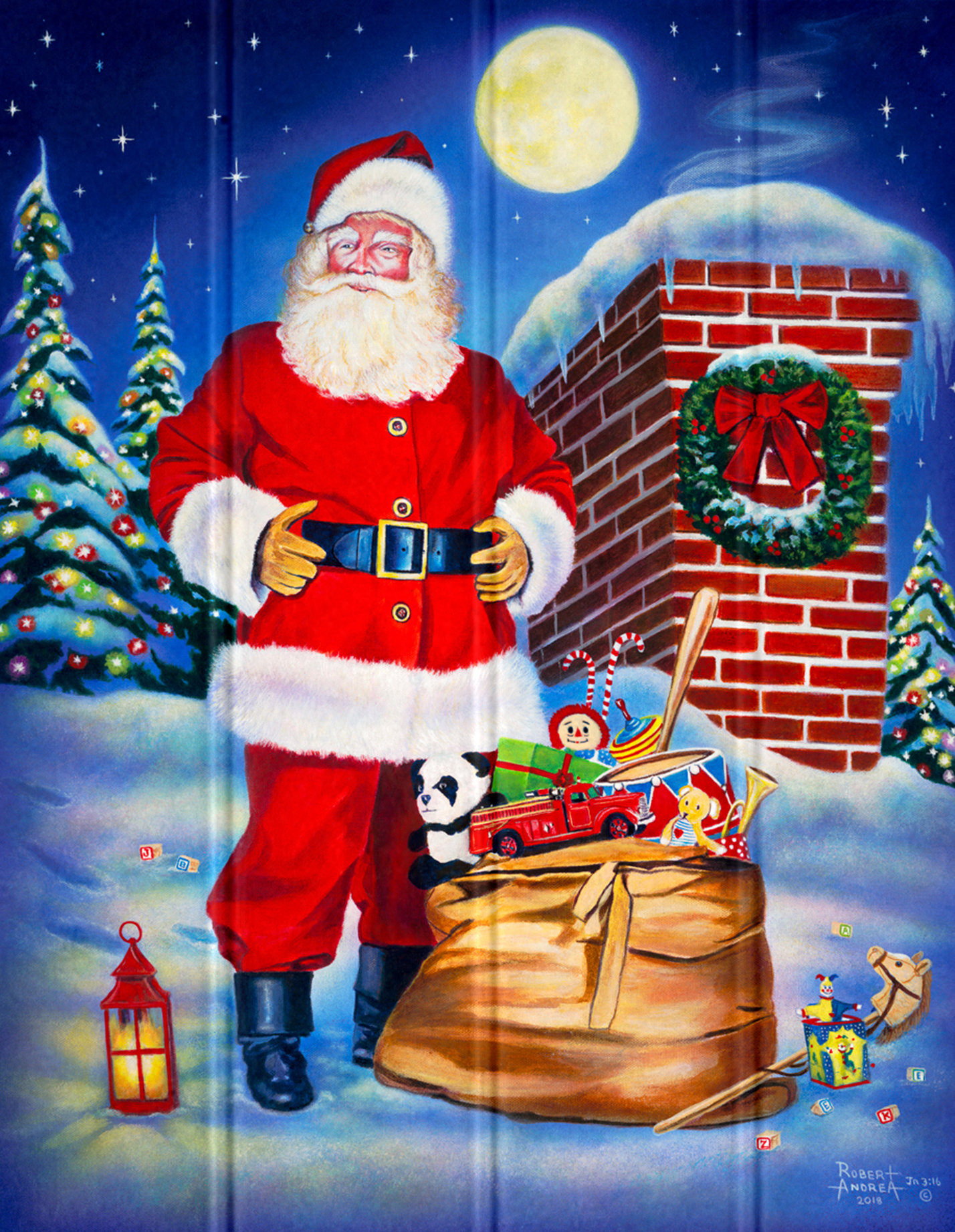 The Holiday Aisle® Moonlit St Nick Santa on the Roof | Wayfair