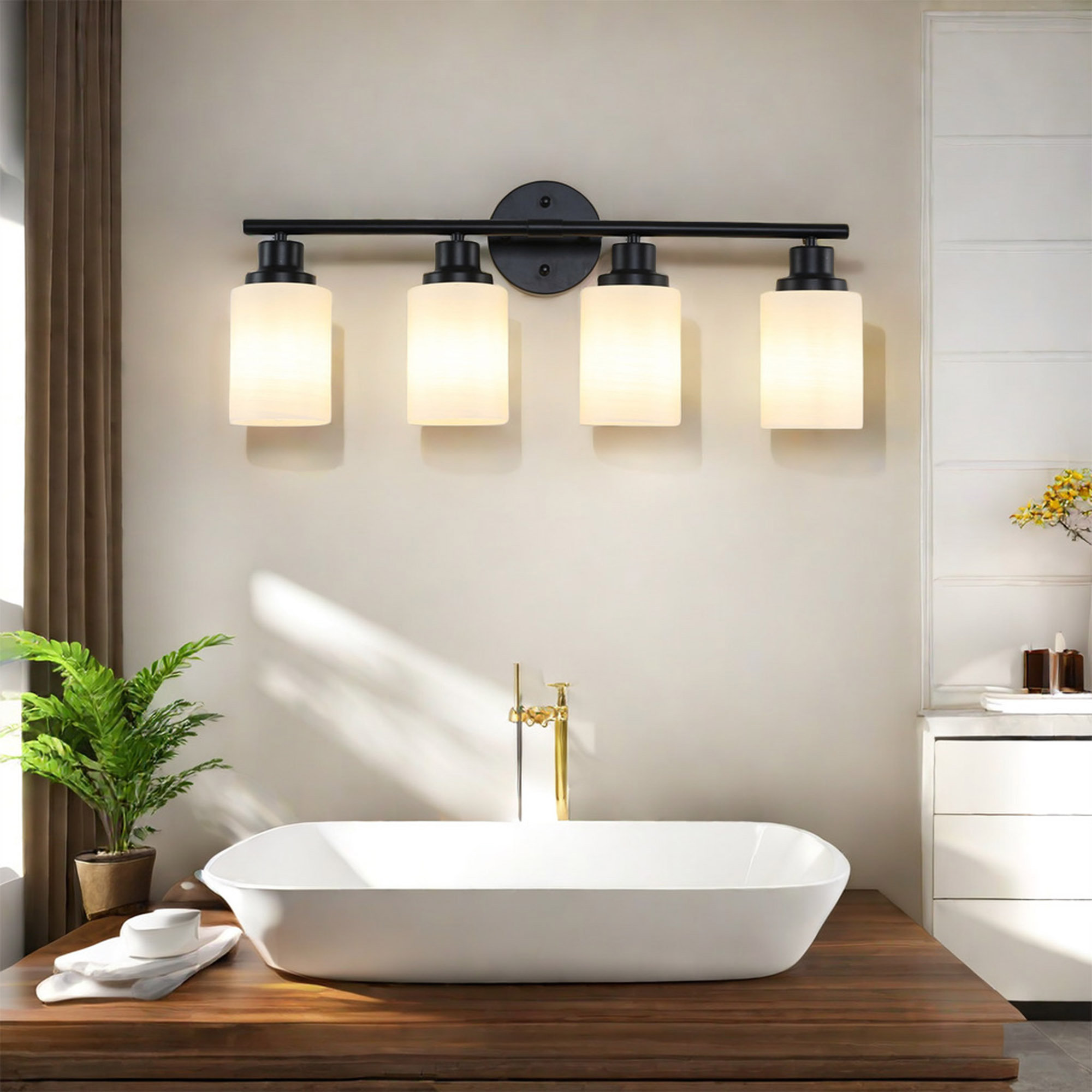 Ebern Designs Edjamboya Modern Bathroom Lighting with Frosted Glass ...