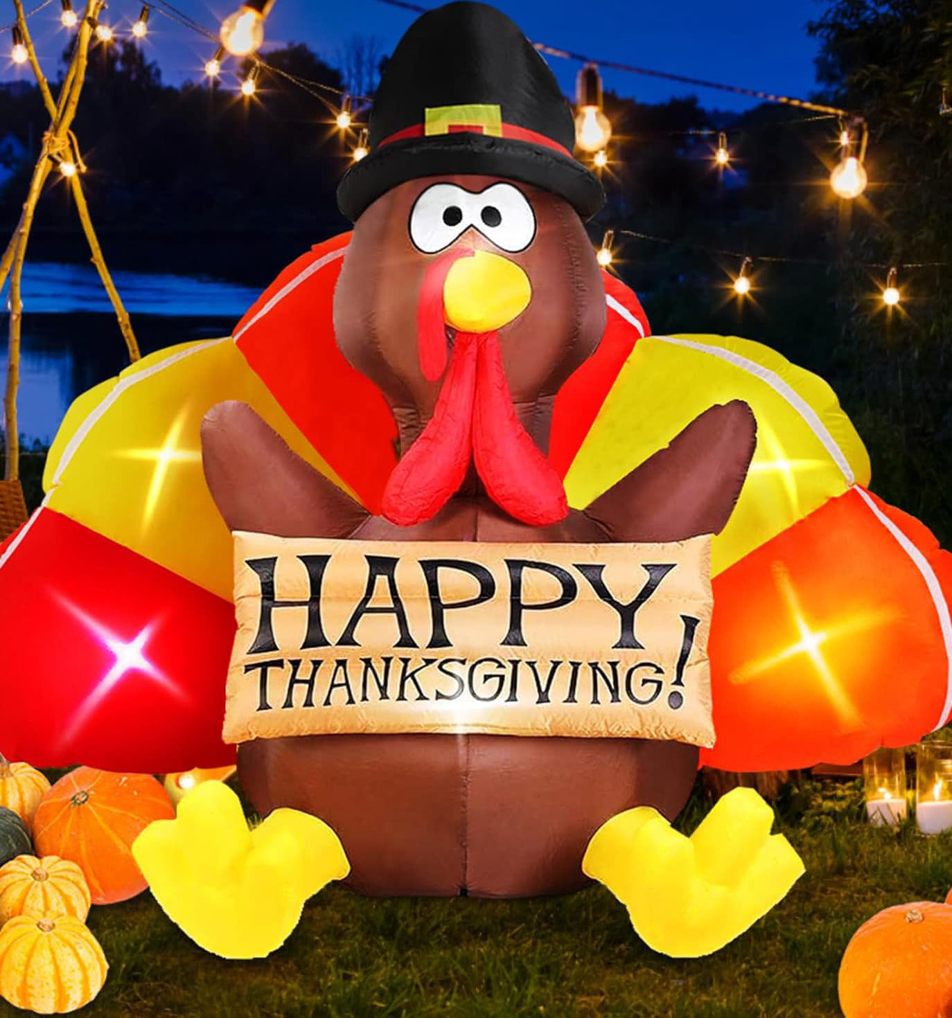 The Holiday Aisle® 6 FT Thanksgiving Inflatables Turkey-Colorful Big ...