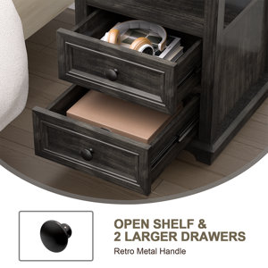 Rosalind Wheeler Bijal Tray Top Frame 2 - Drawer End Table and Built-In ...