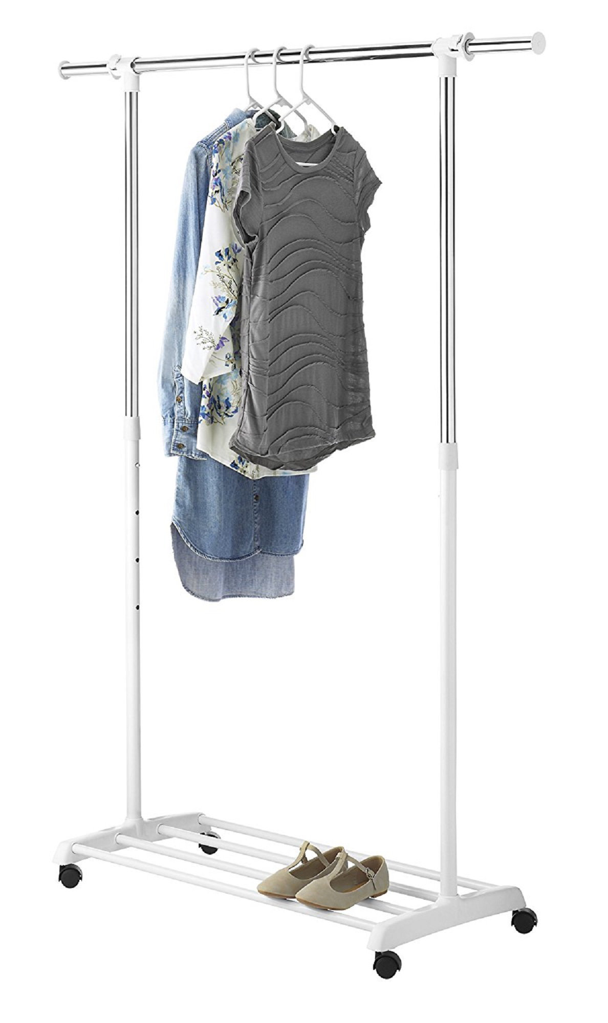 Rebrilliant Metal Adjustable Rolling Clothing Rack & Reviews | Wayfair