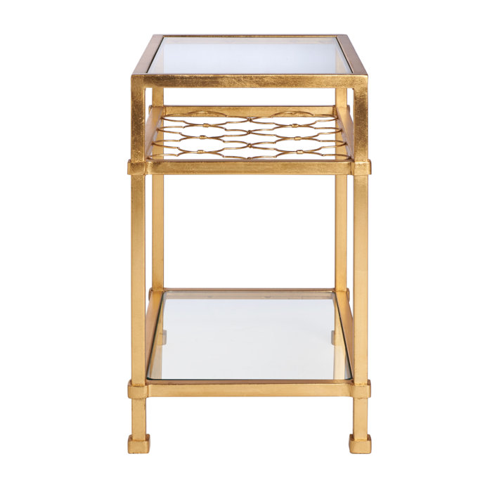 Etta Avenue™ Genevieve Glass Top Pedestal End Table with Storage ...