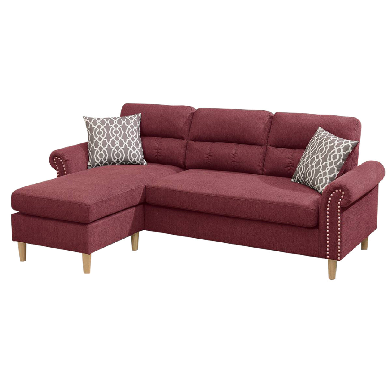 Rosdorf Park Velvet Reversible Sectional Sofa In Paprika | Wayfair