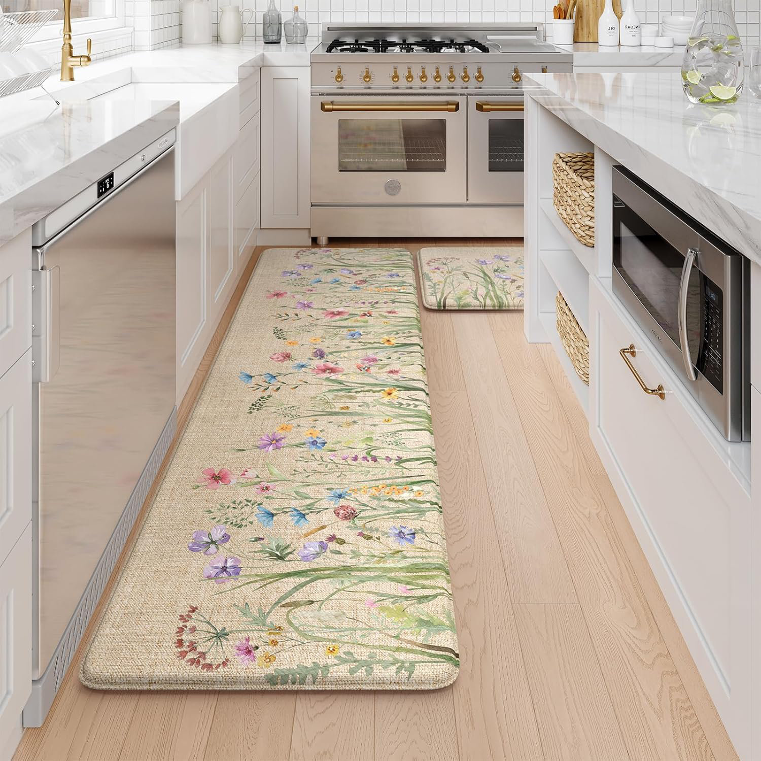 Red Barrel Studio® Floral Kitchen Rugs Sets of 2 | Wayfair