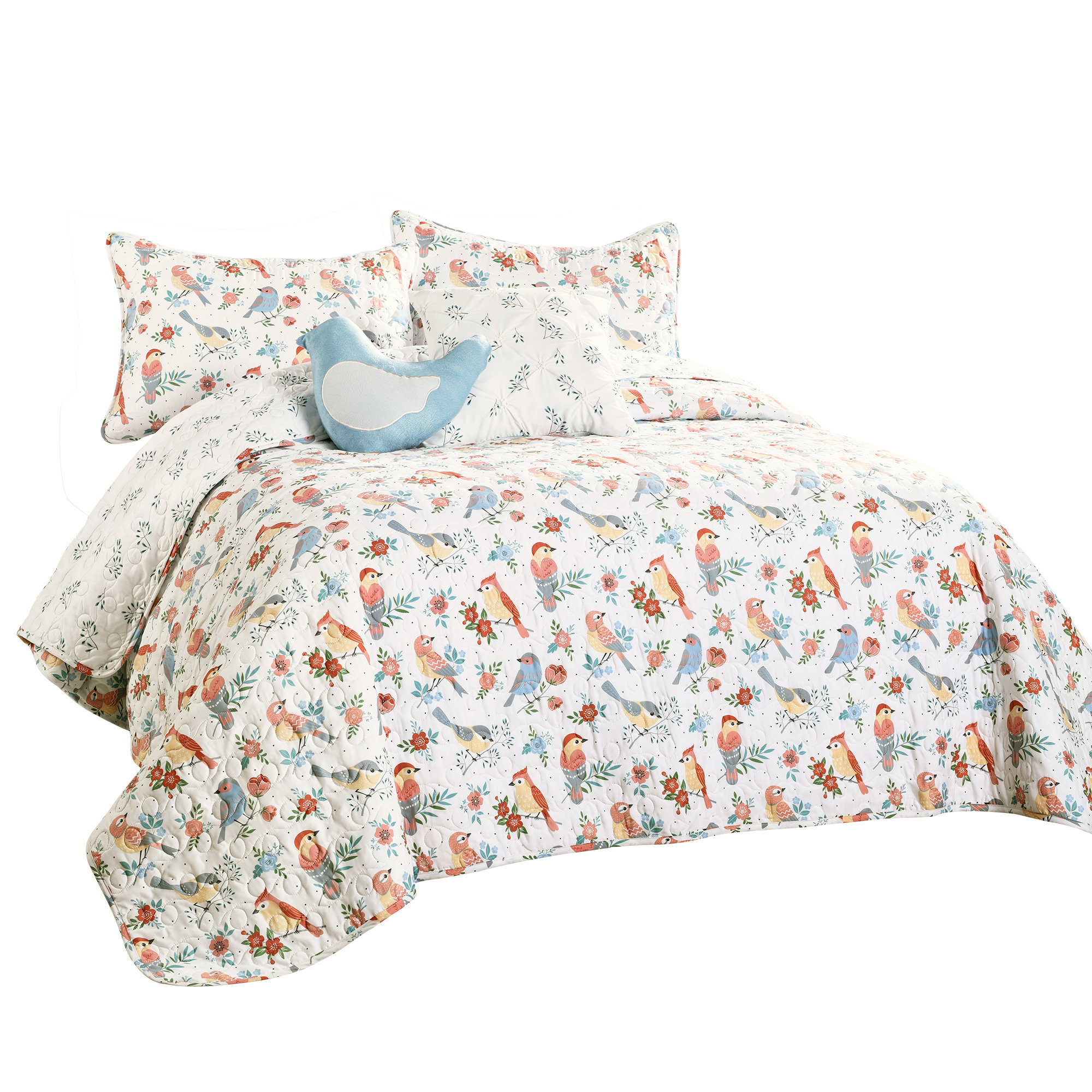 Lush Decor Chirpy Birds Reversible Quilt Set & Reviews | Wayfair
