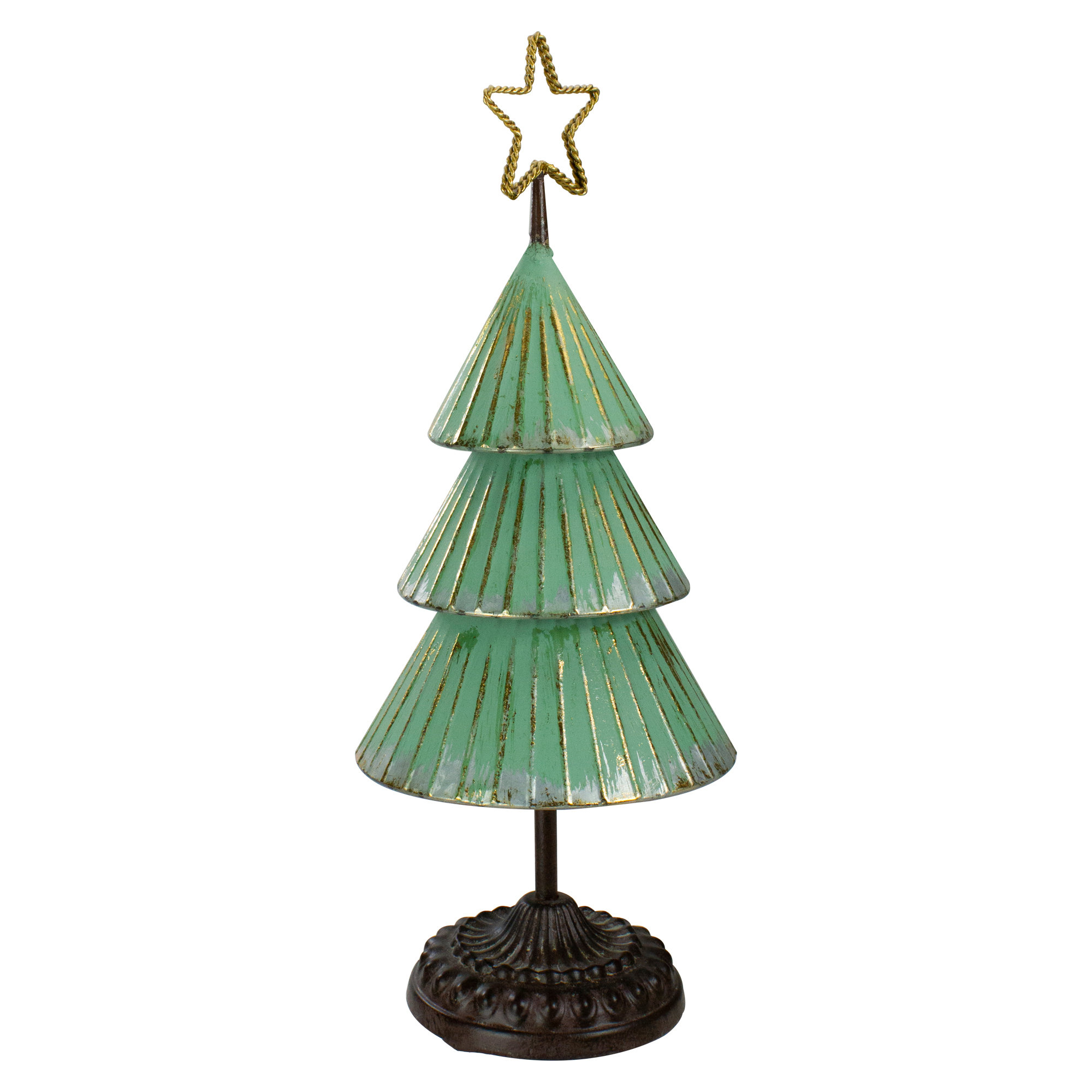 Northlight Seasonal 17" Rustic Green and Gold Tabletop Christmas Tree ...