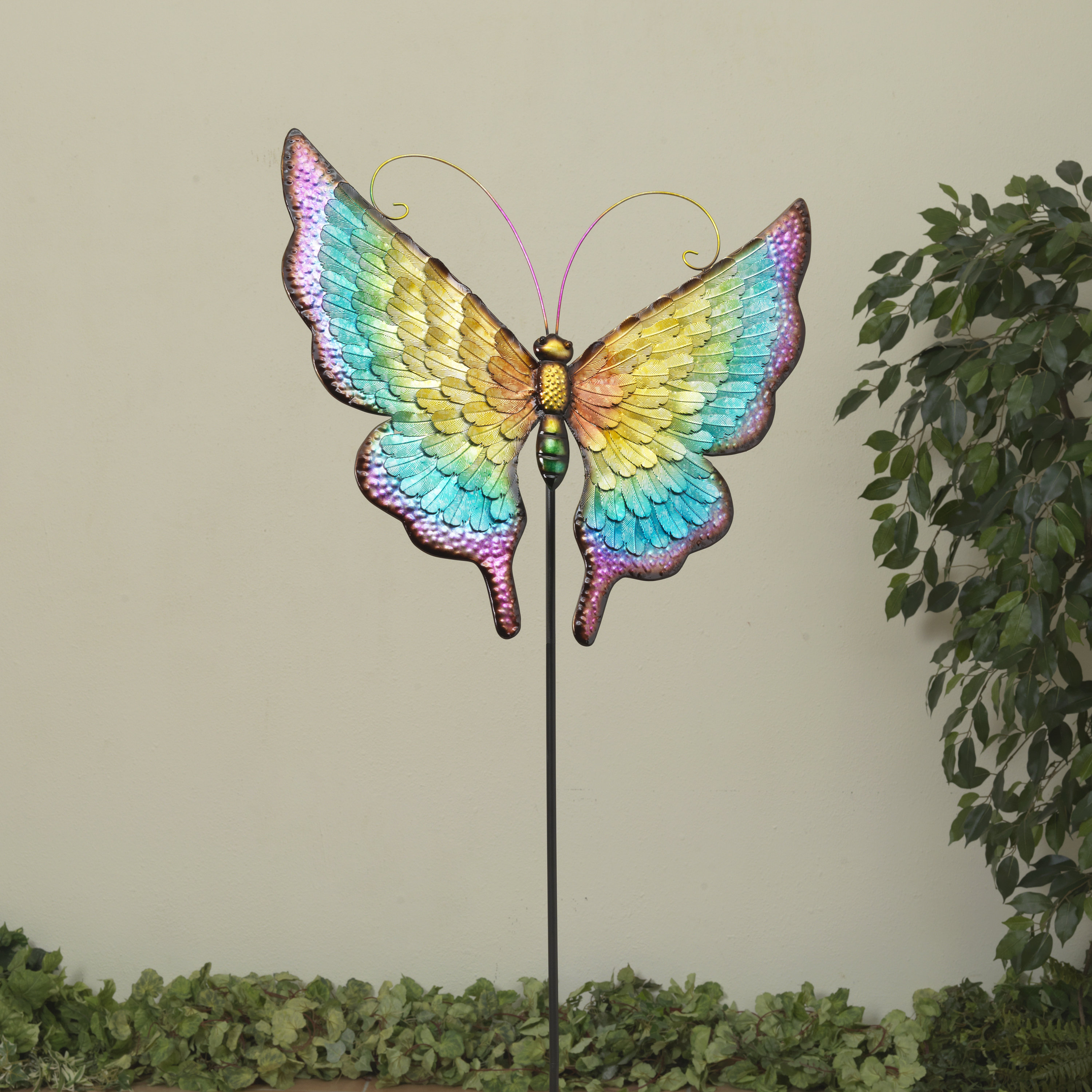 Arlmont & Co. Elegant 59 In Metal Butterfly Yard Stake | Wayfair