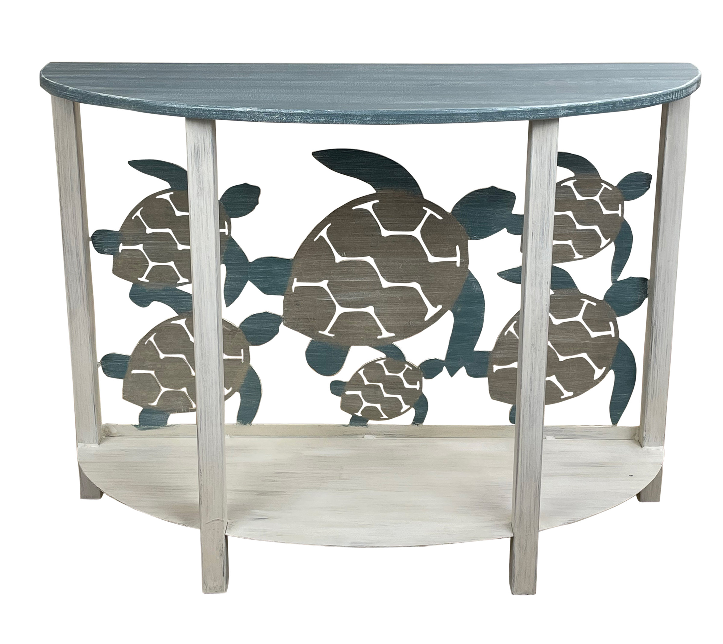 Bay Isle Home™ IRON ROUNDED SOFA TABLE WITH SWIMMING TURTLES ACCENT ...