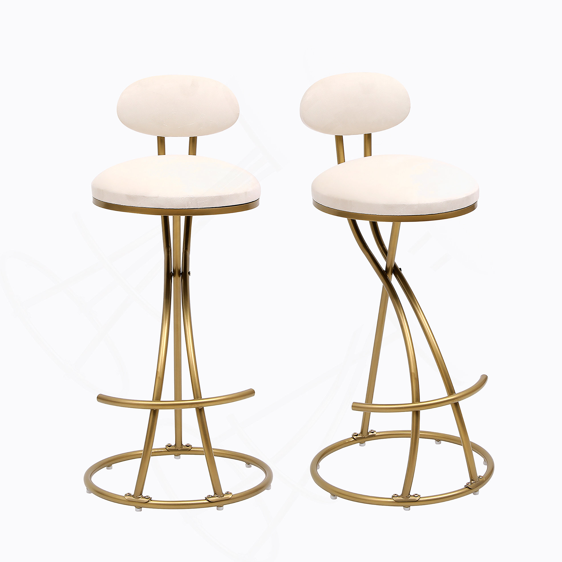 Mercer41 Round Bar Stool Armless Velvet Barstools with Back Set of 2 ...