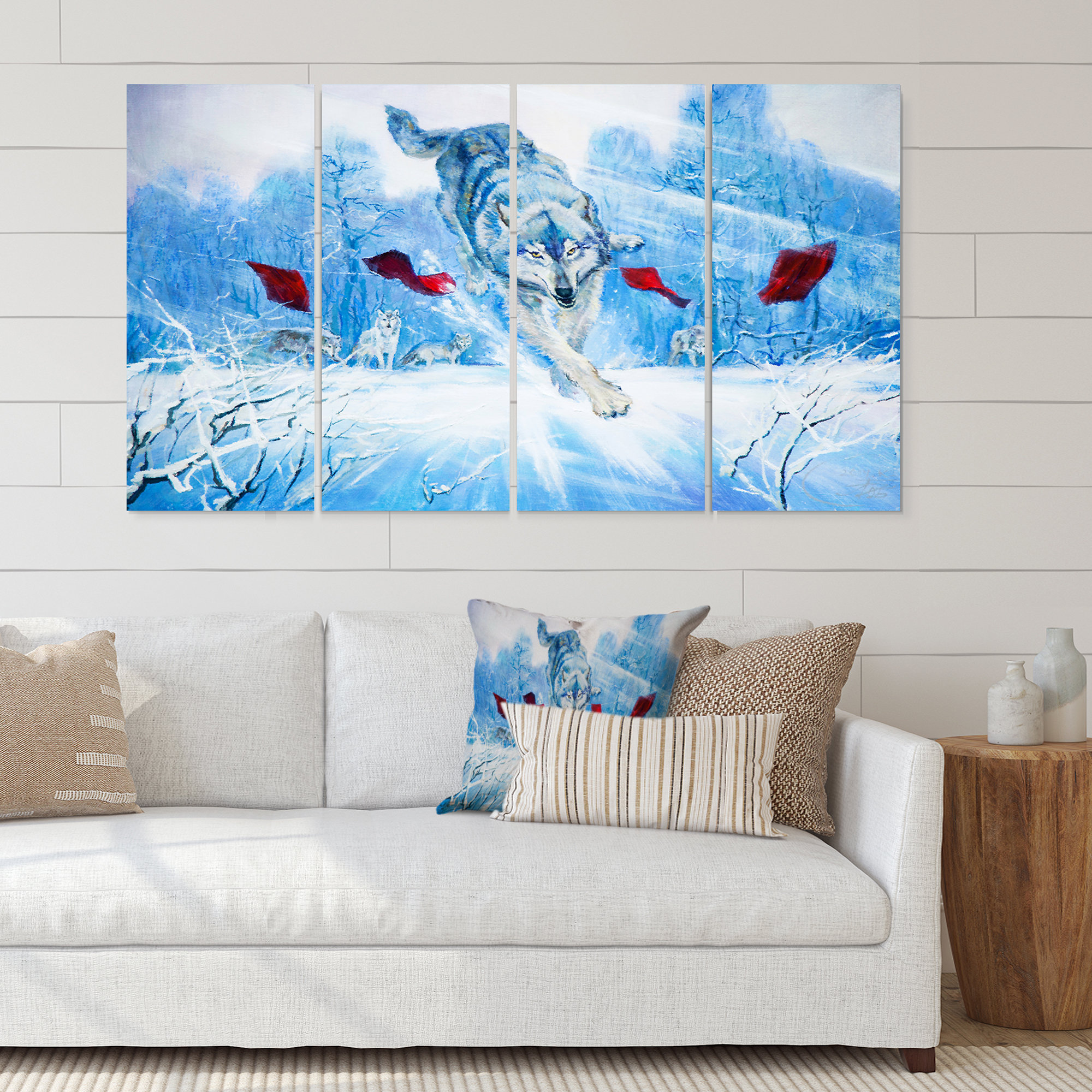 Loon Peak Jumping Wolf in Blue Winter Landscape by Ansel Adams - 4 ...