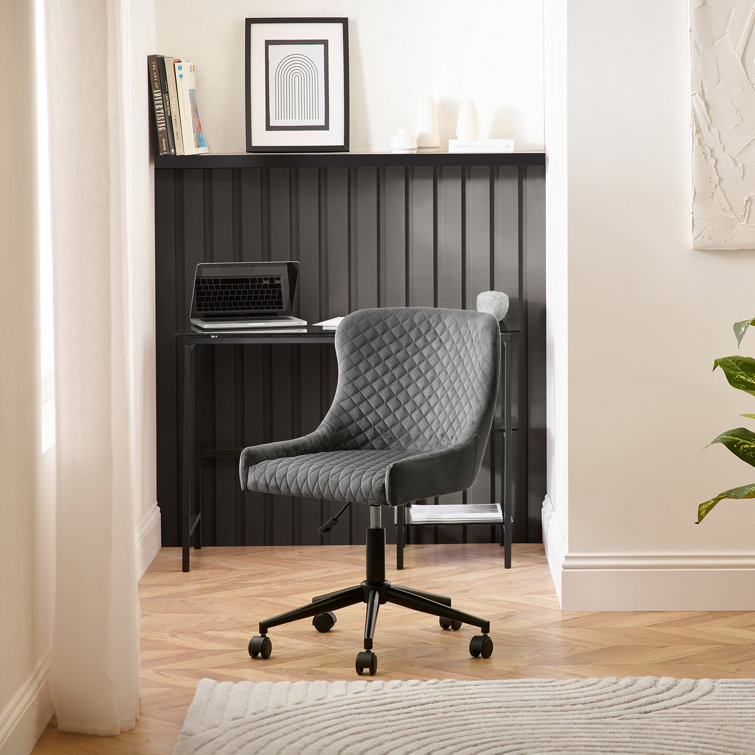 17 Stories Atanya Office Chair In Grey Velvet | Wayfair.co.uk