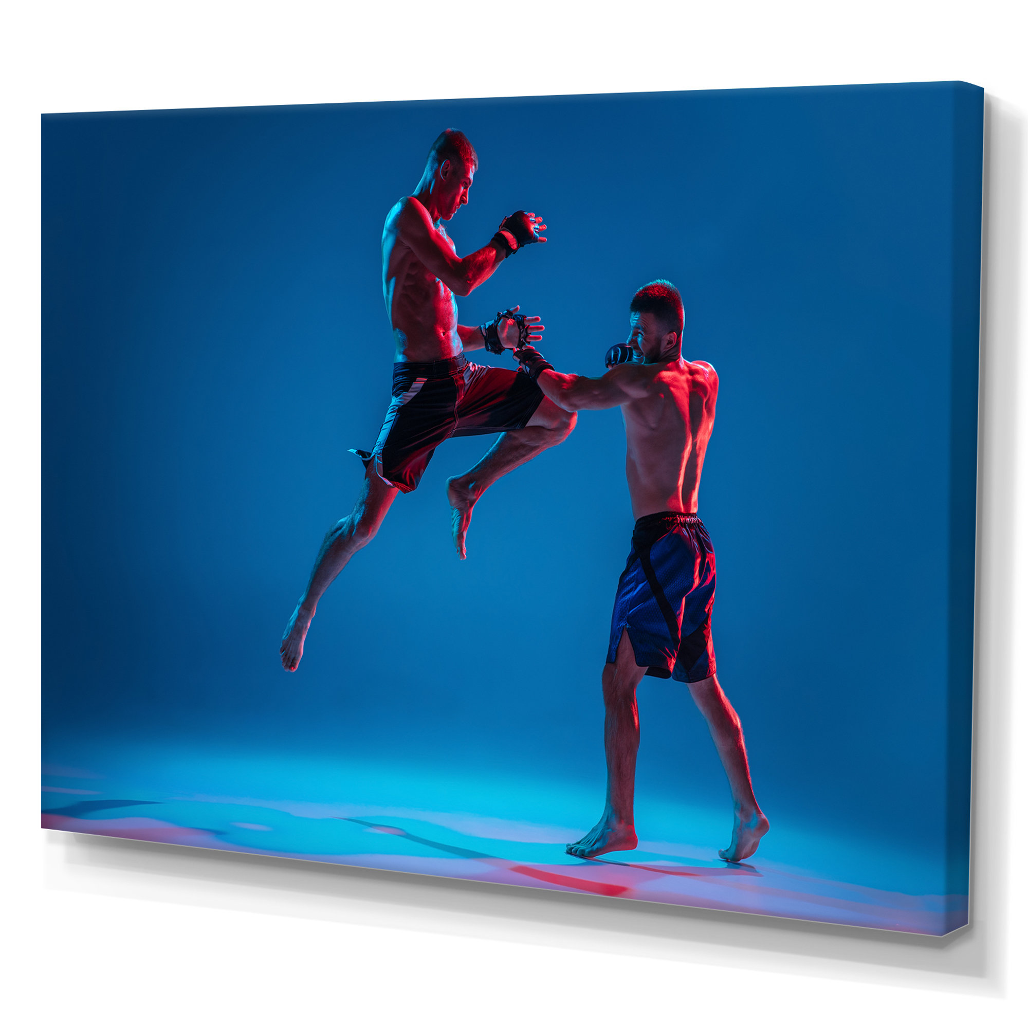 Design Art Two Mma Fighters Boxing On Canvas Print | Wayfair