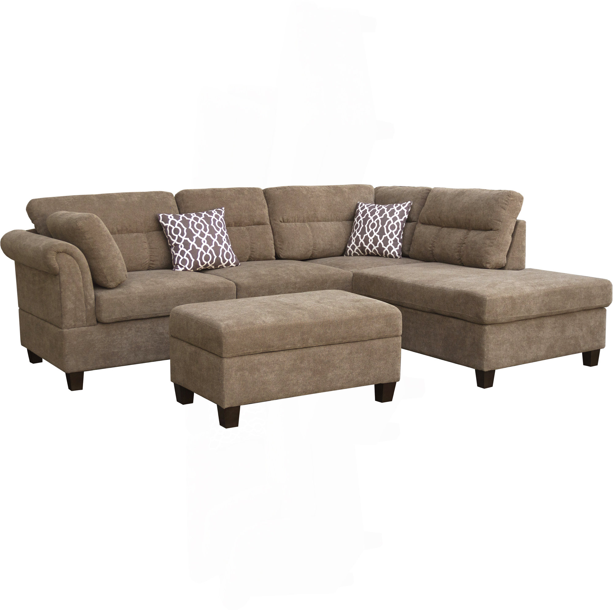 Red Barrel Studio® 103.5" Brown Fabric Sectional Sofa With Right Facing ...