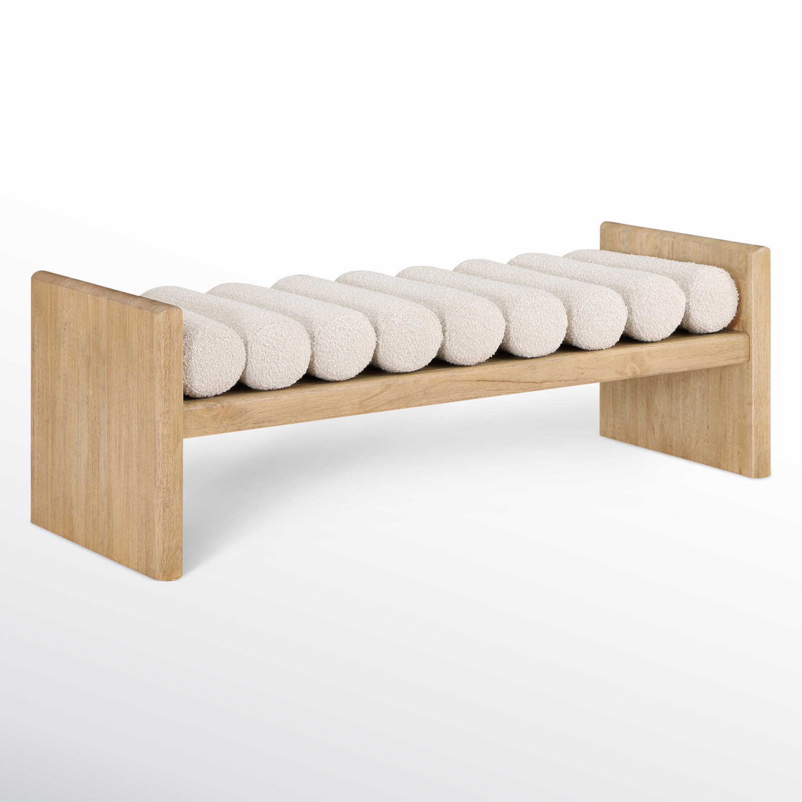 Latitude Run® Boucle Fabric Wood Bench & Reviews | Wayfair