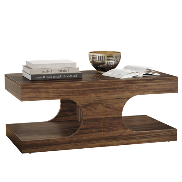 Ebern Designs Rectangular Coffee Table with 2-tier Storage, 47.2 ...