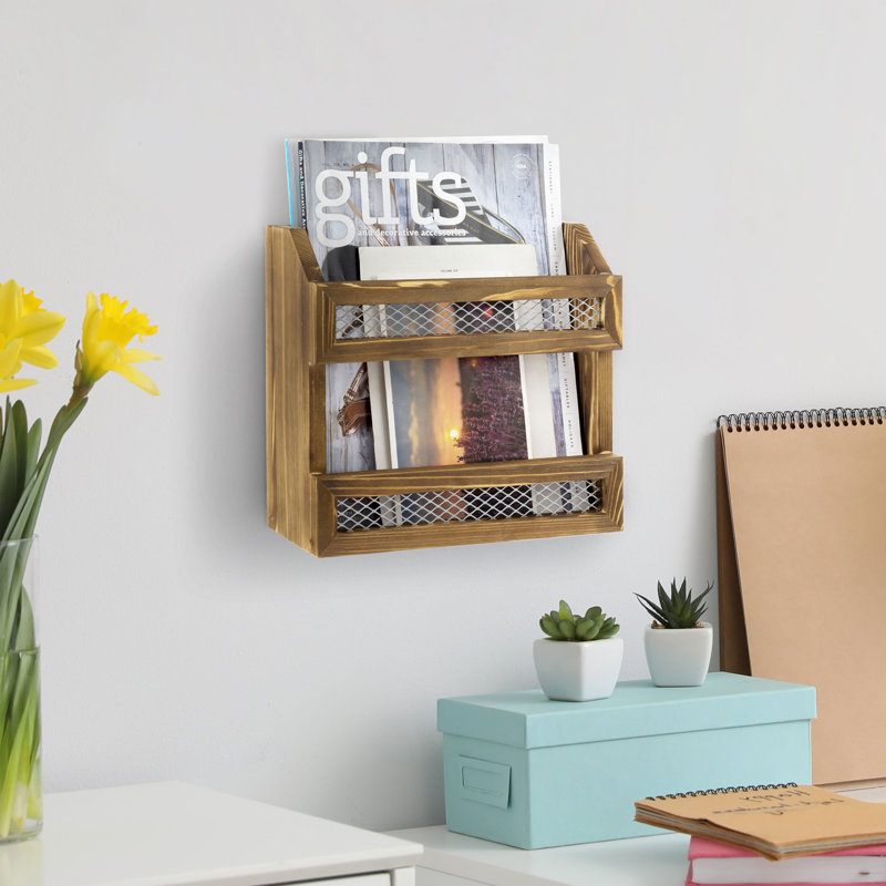 Millwood Pines Aivley Farmhouse Wall Mounted Magazine Rack | Wayfair