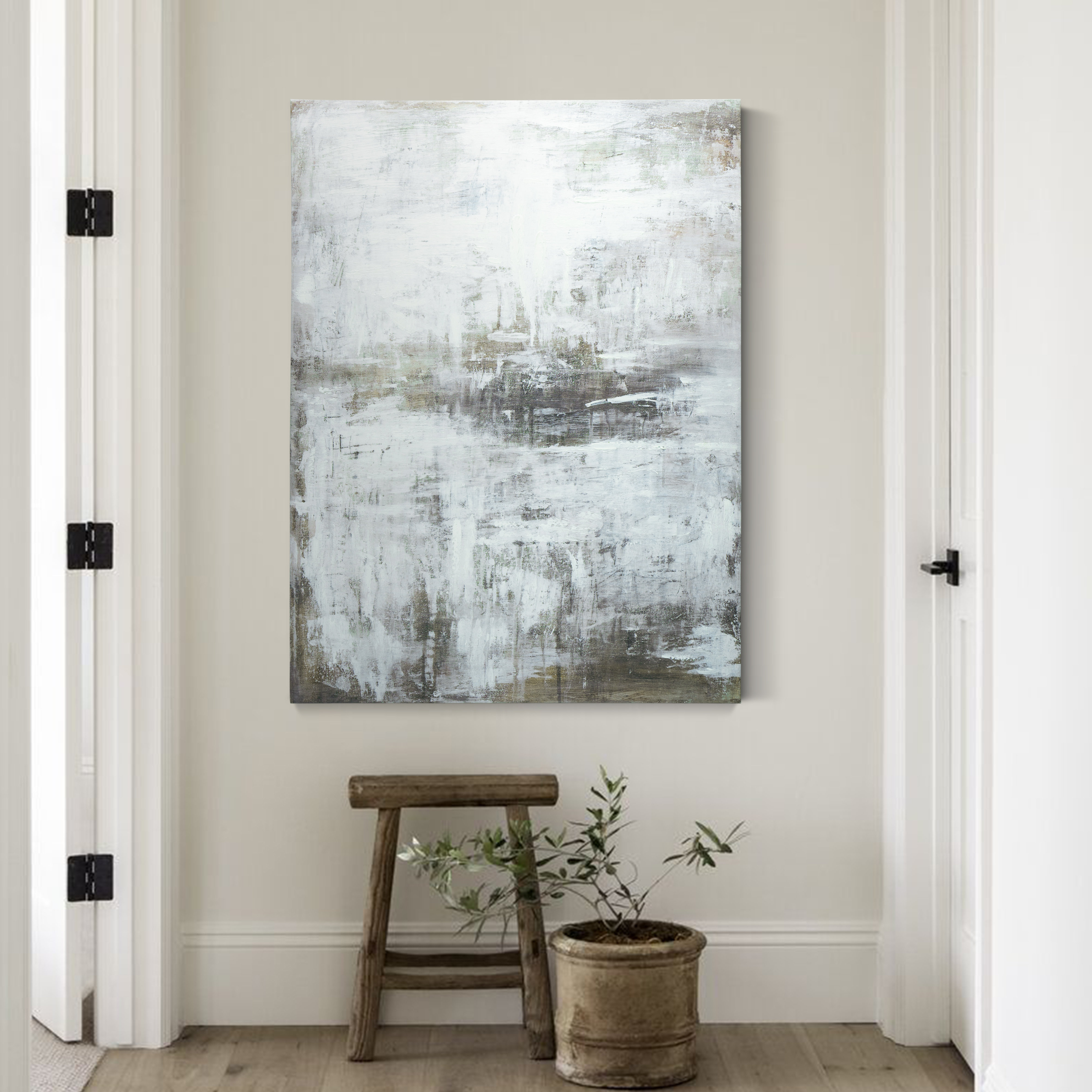 17 Stories Dylnn - Hand Painted Textured and Aged White Wrapped Canvas ...