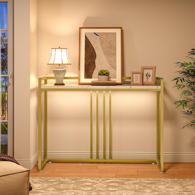Mercer41 Ladonya 39.4'' Marble Top Console Table | Wayfair