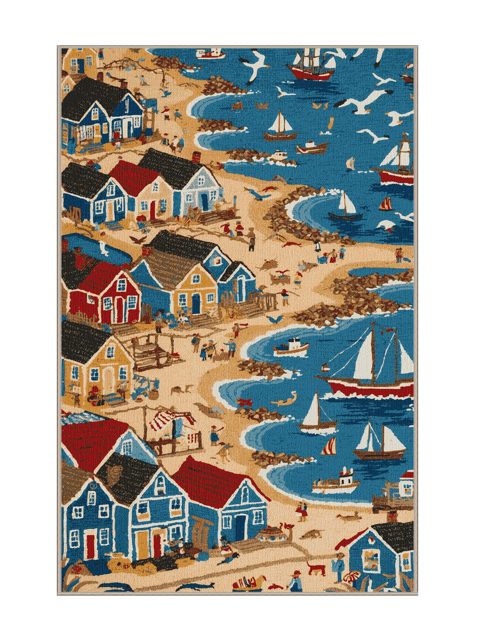 Rosecliff Heights Washable Coastal Town Coastal Area Rug | Wayfair