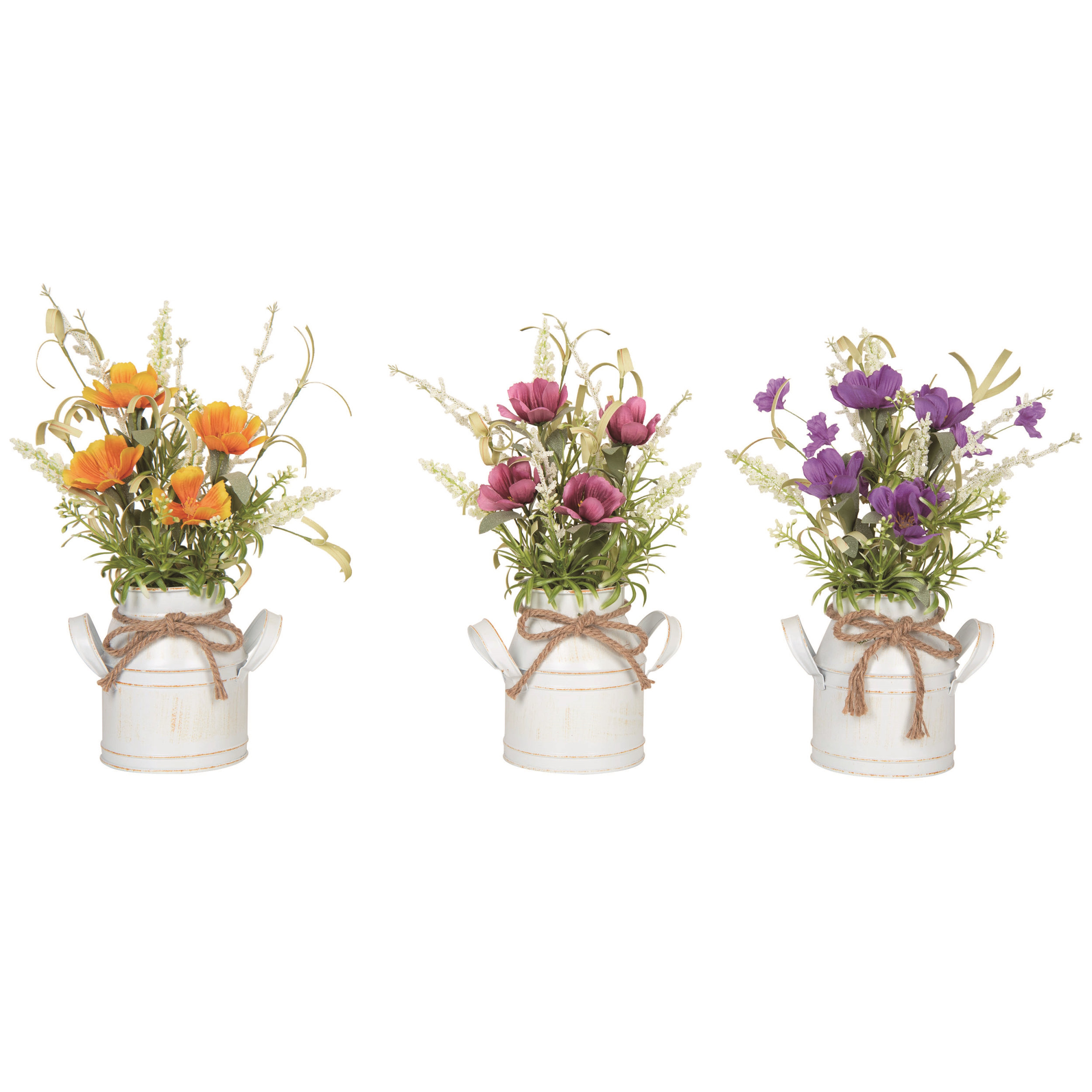 Ophelia & Co. Metal Floral Jug Decor Set of 3 Spring Home Decorations ...