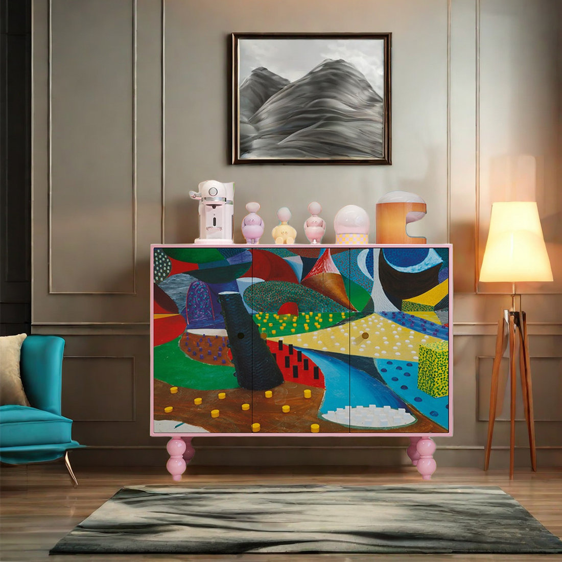 Morpho Nest Creations Fine pattern art large capacity sideboard ...